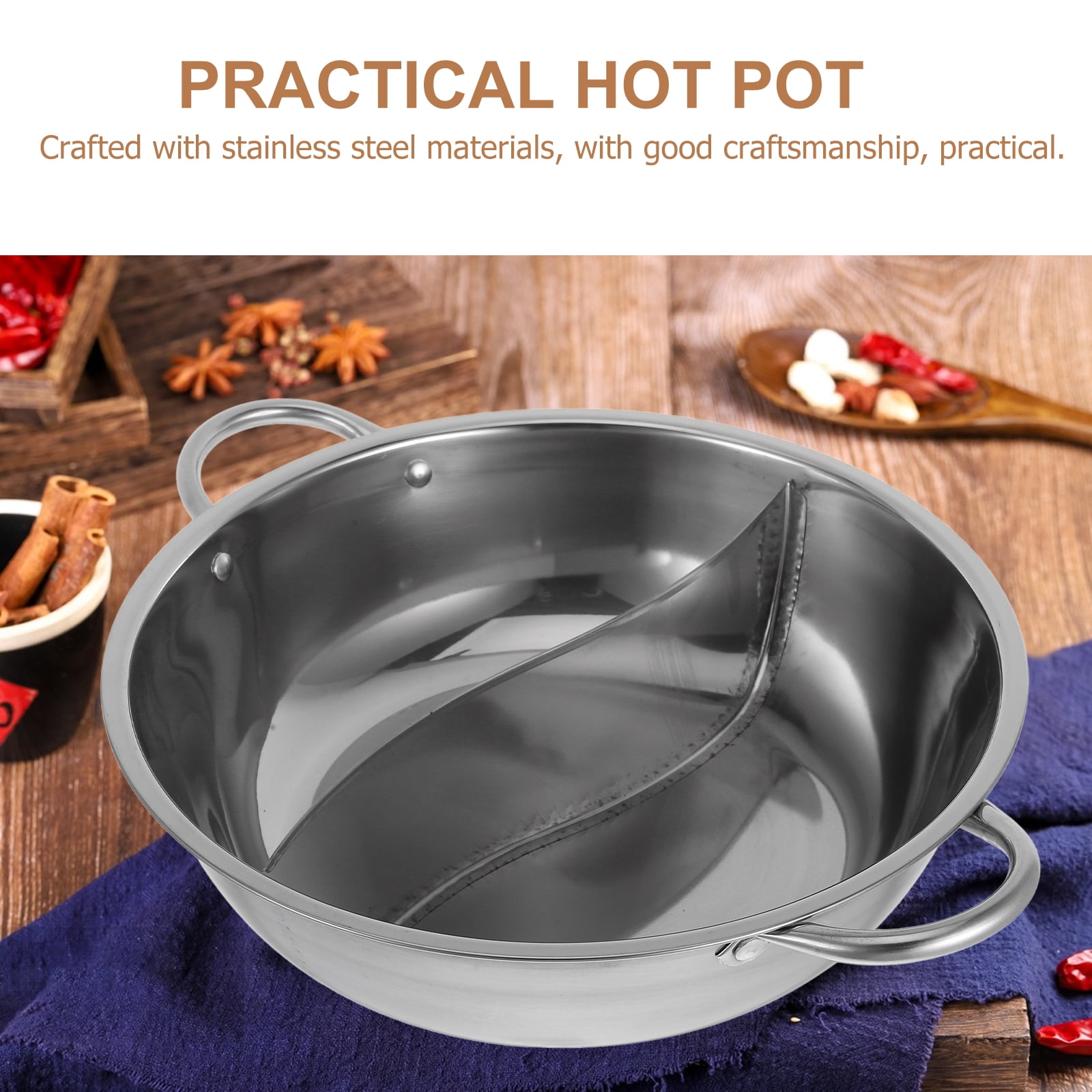 POPETPOP Restaurant Use Hot Pot With Divider 1Pcs - Walmart.com