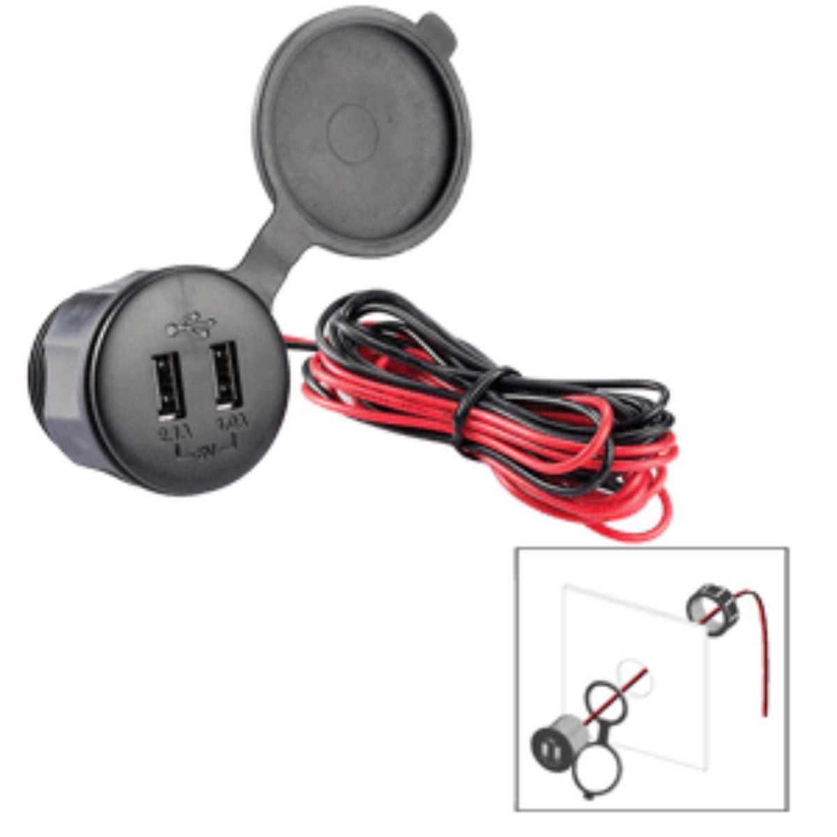 Poly-Planar USB-PM Panel Mount USB Charge Port - 12V - Walmart.com