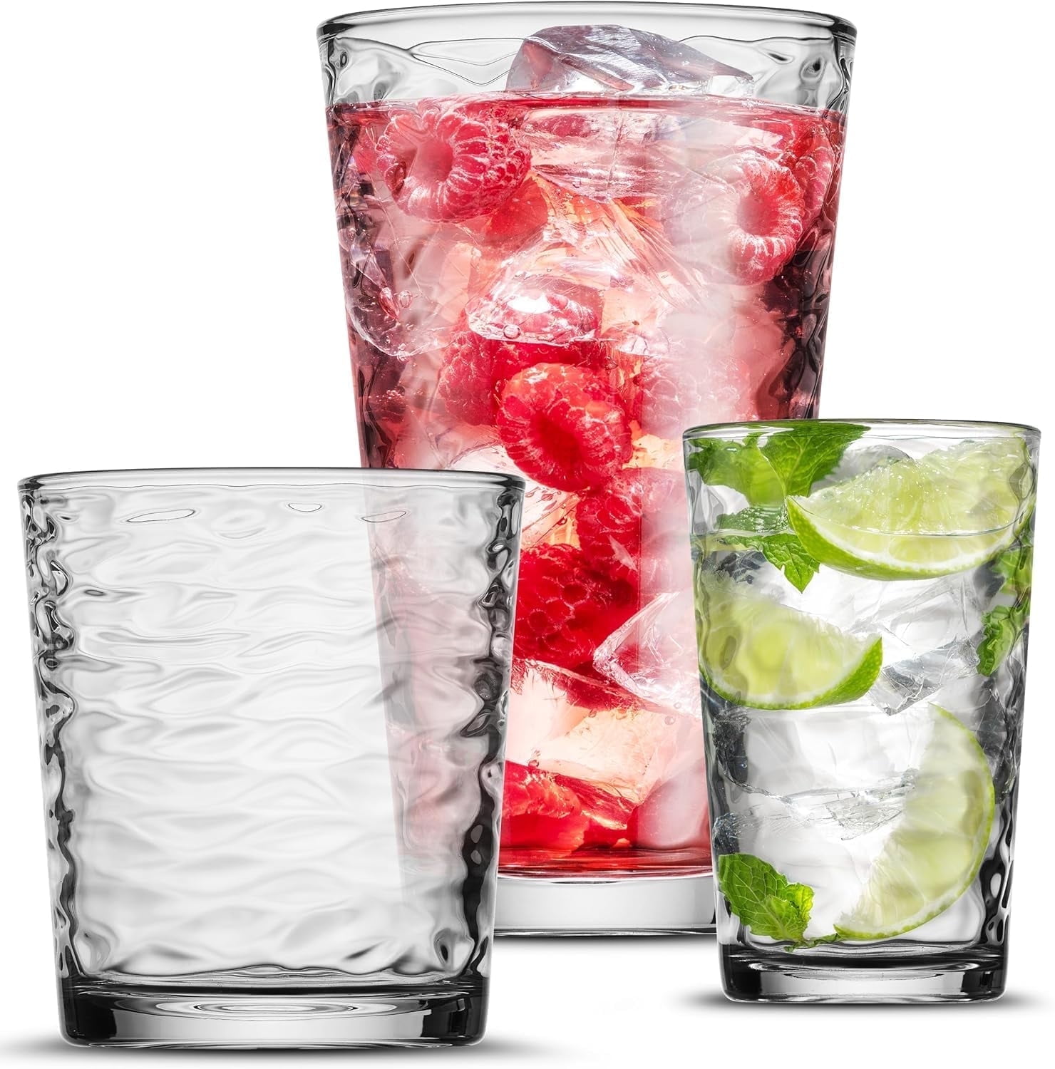POPLASS Biscayne 18-Piece Family Drinking Glasses Set - Drinking ...