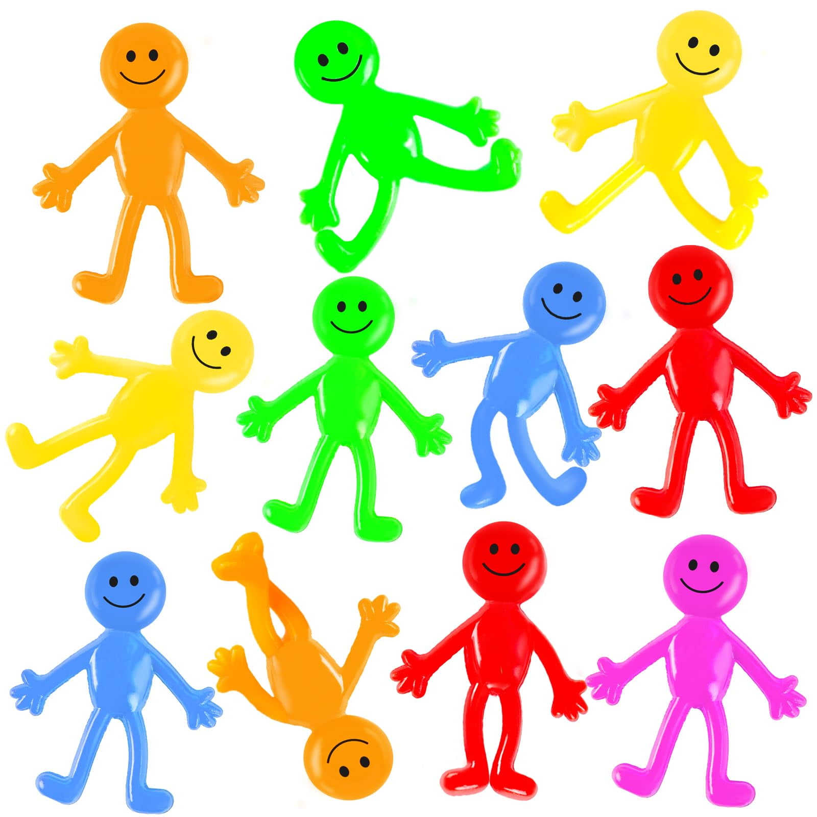 POPLAY 60PCS Smiley Face Bendable Man, BSL1 Stretchy Figures Party ...