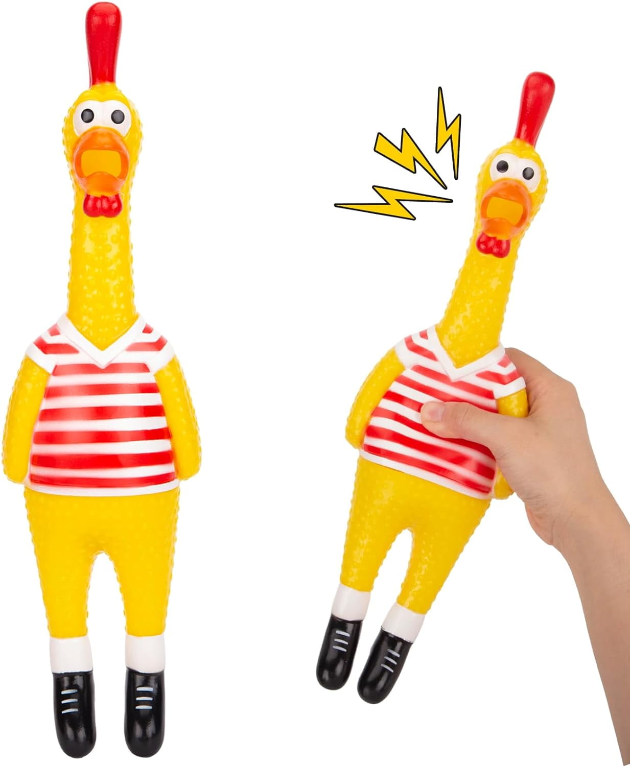 POPLAY Squeaky Rubber Chicken, Screaming Chicken Red & White Striped ...