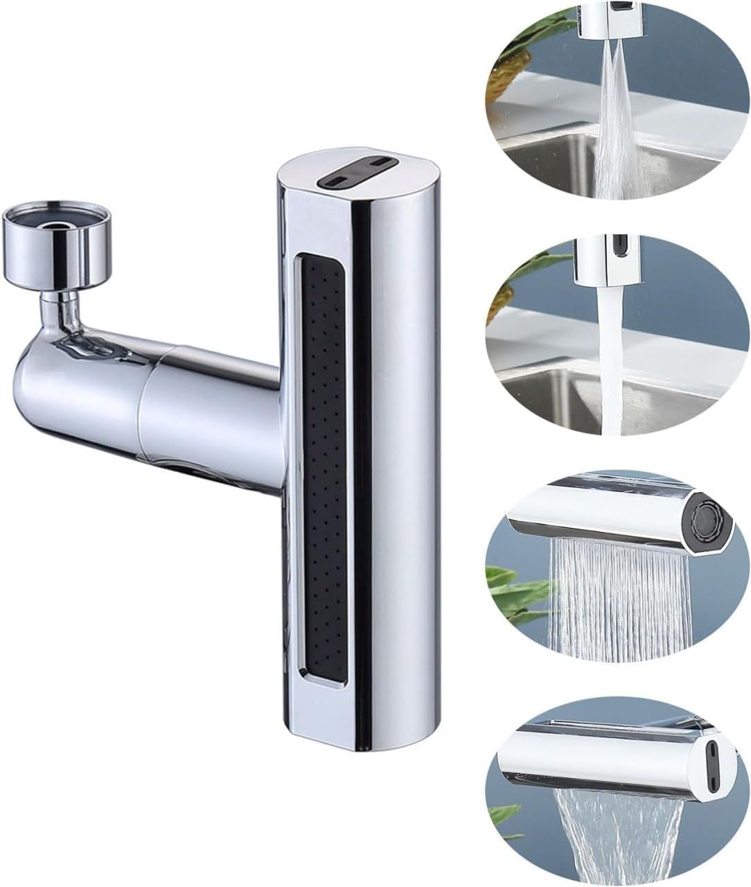 POPLEY 360 Degree Universal Shower Faucet Universal Swivel Waterfall ...