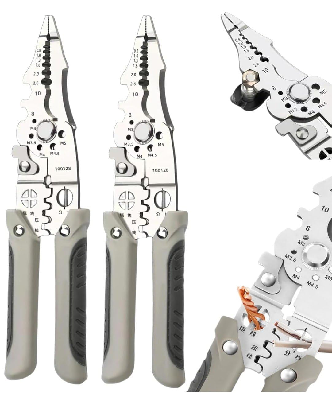 POPLEY Wire Stripper Tool MultiFunctional Vise Stripper Cutter Crimper And Twister Perfect for ...