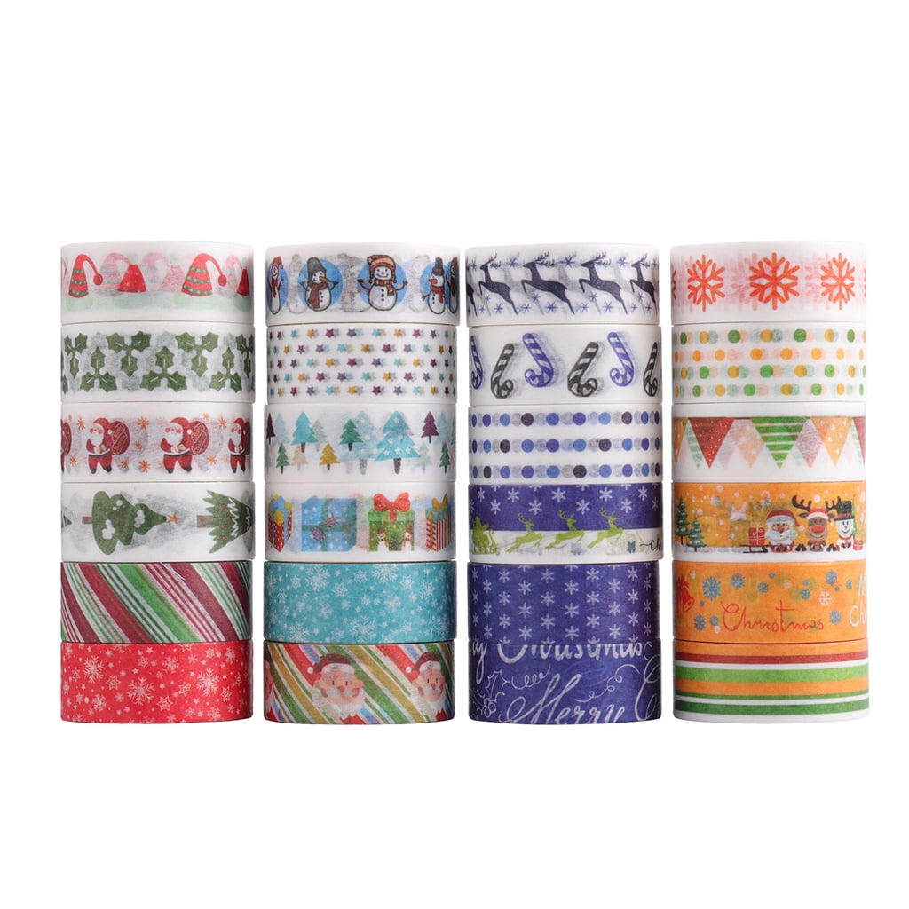 POPLIS 24 Rolls Christmas Washi Tapes Santa Snowflake Patterns for ...