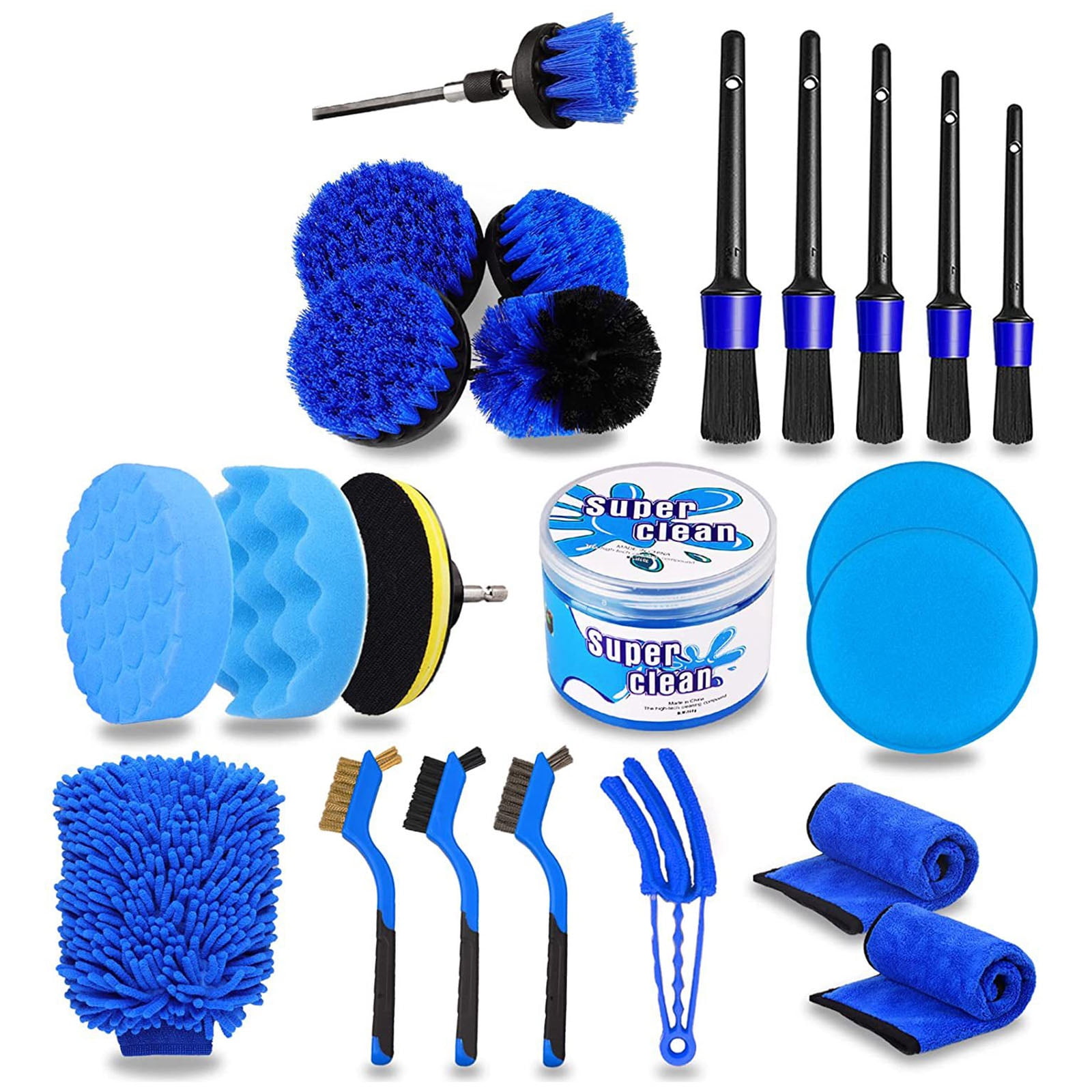 POPLIS 24Pcs Car Wheel Tire Cleaning Brush Set, Car Detailing Kit, Car ...