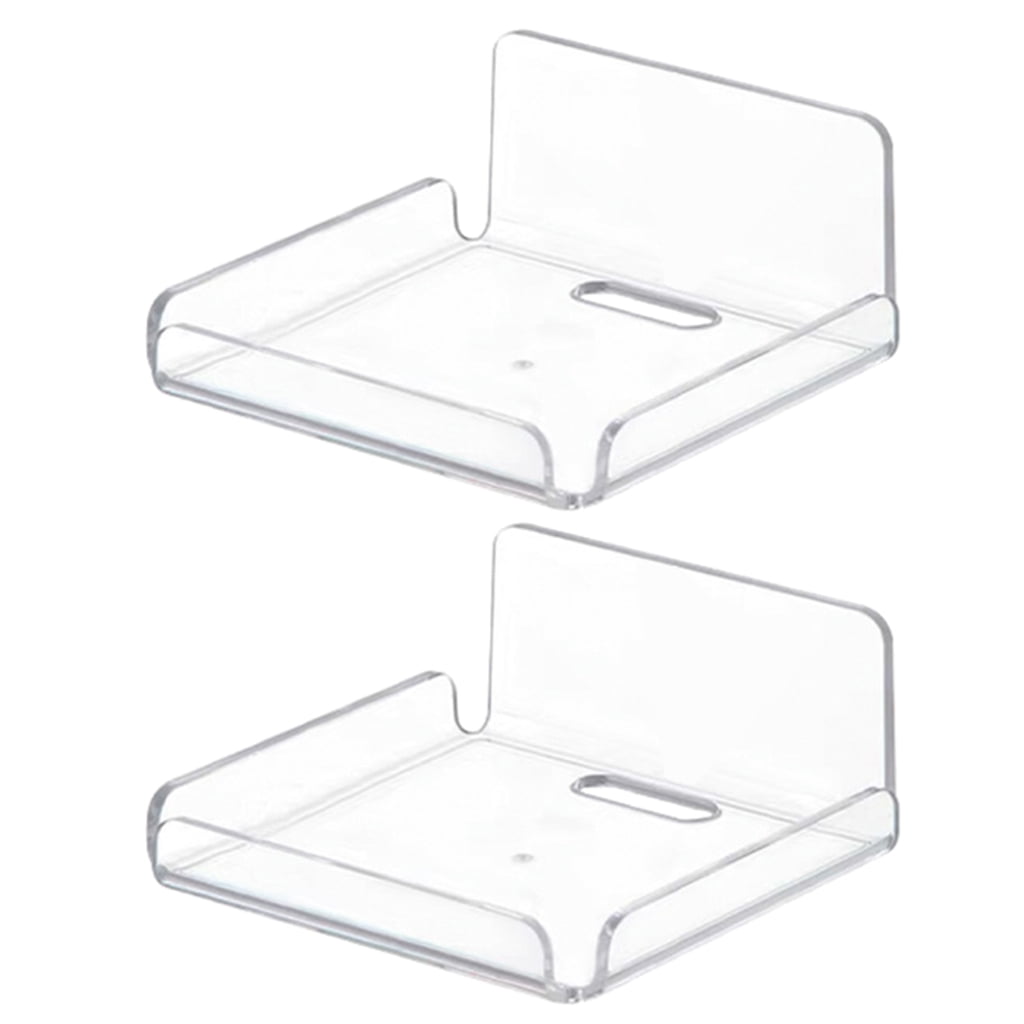 POPLIS 2pcs Adhesive Acrylic Shelf Wall Mount Shelves Floating Storage ...