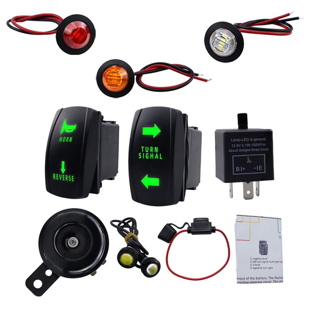POPLIS ATV UTV Turn Signal Set with Horn LED Light Reverse Lamp Flasher ...
