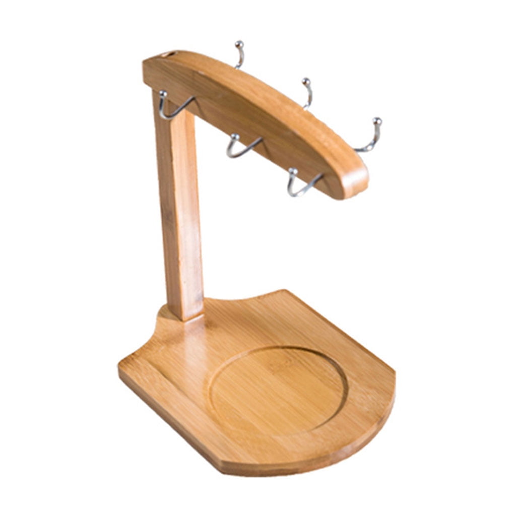 POPLIS Bamboo Coffee Cup Holder Mug Rack Holds 6 Mugs for Coffee Mugs ...