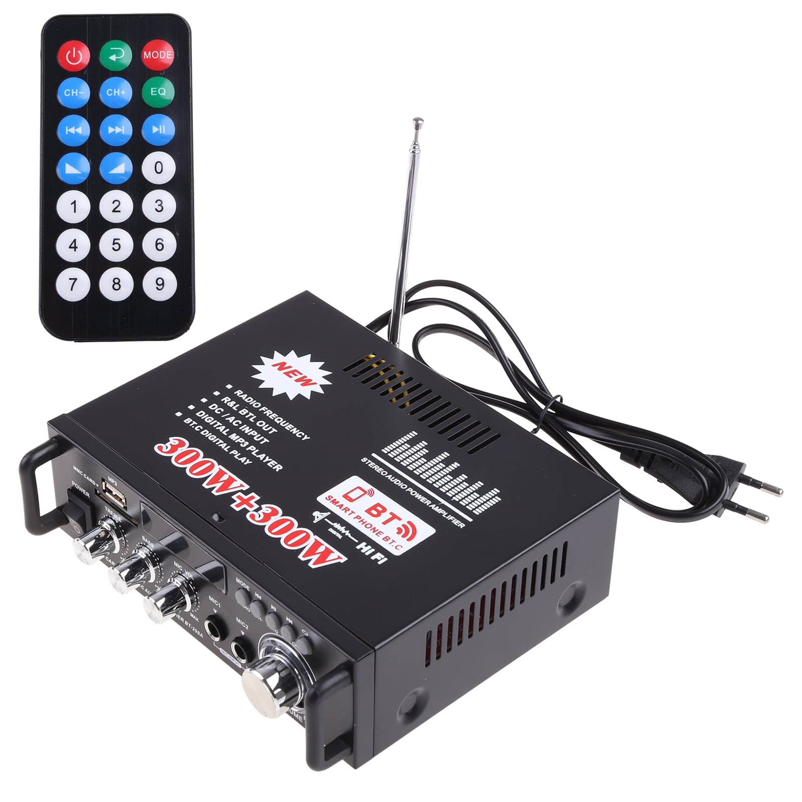 POPLIS Car Amplifiers Audio Power USB Remote Control Mini Stereo HIFI ...