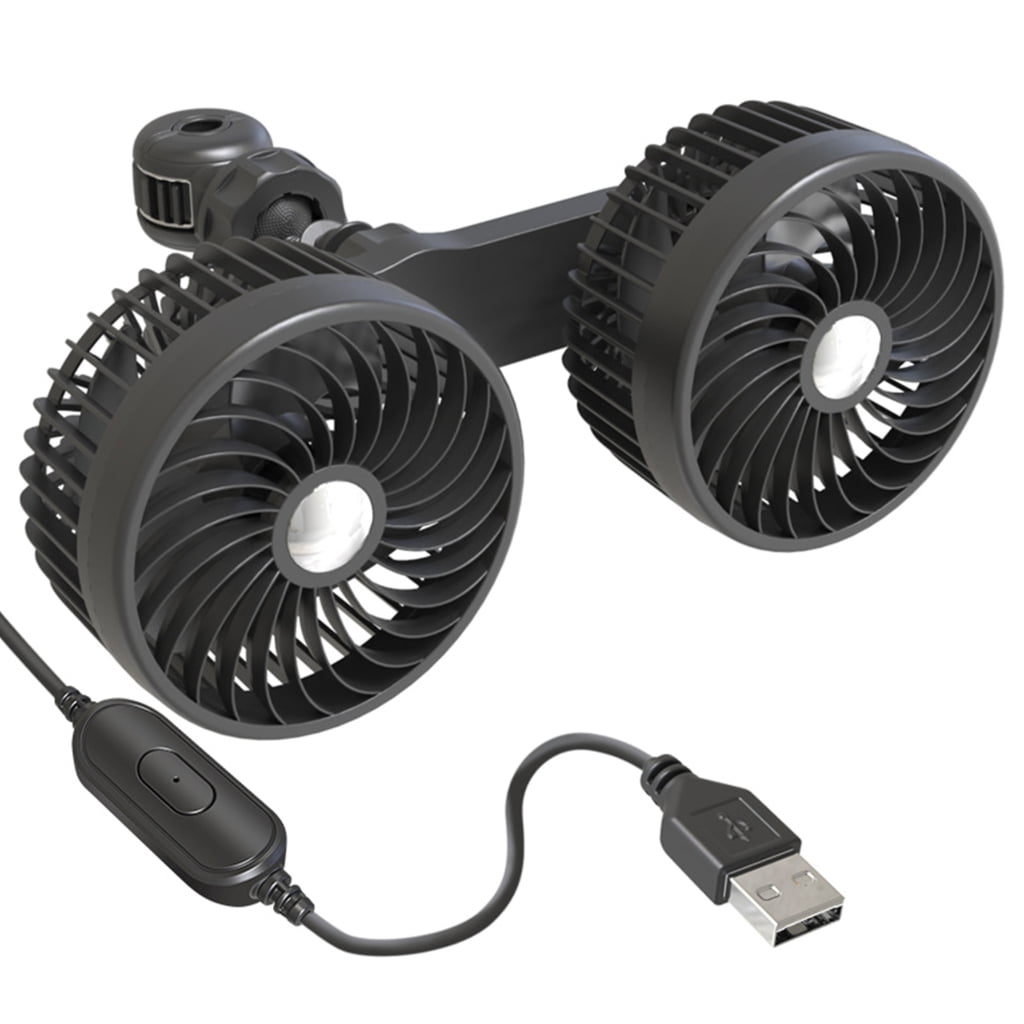 POPLIS Car Fan 12V/24V for Backseat , Dual Head Electric Carseat Fan ...