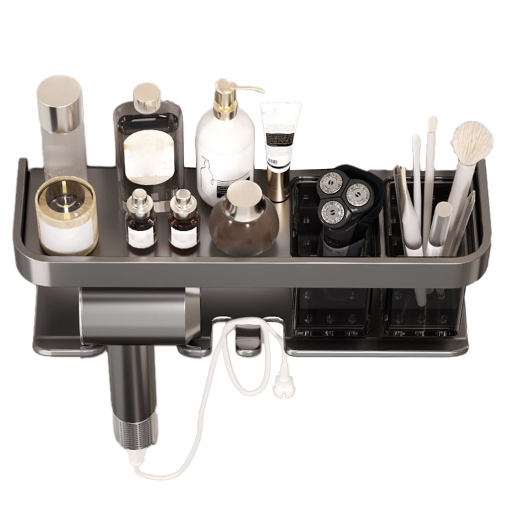 POPLIS Durable Aluminum Hair Dryer Shelves Wall Mounted Stand Rack for ...