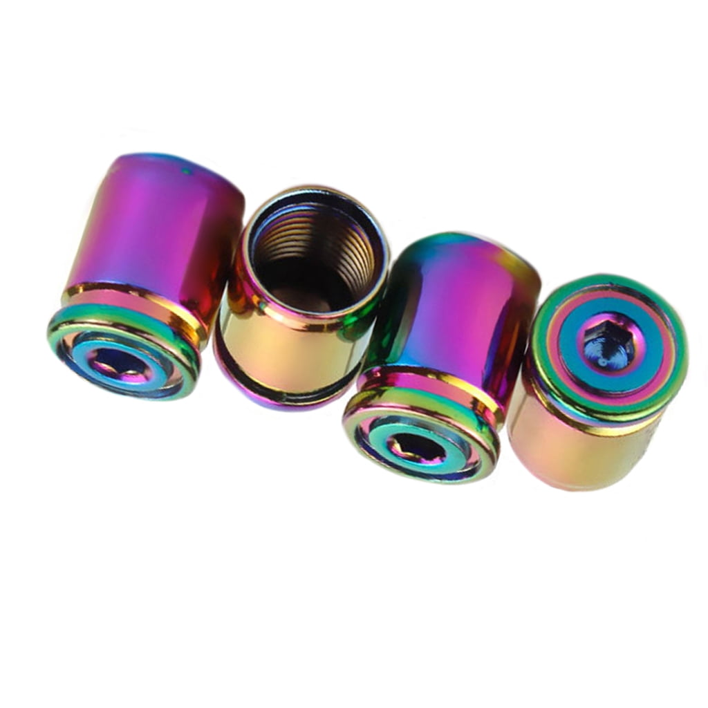 POPLIS Heavy Duty Zinc Alloy Valves Stem Caps, 4Pcs, with Rubber Seal ...
