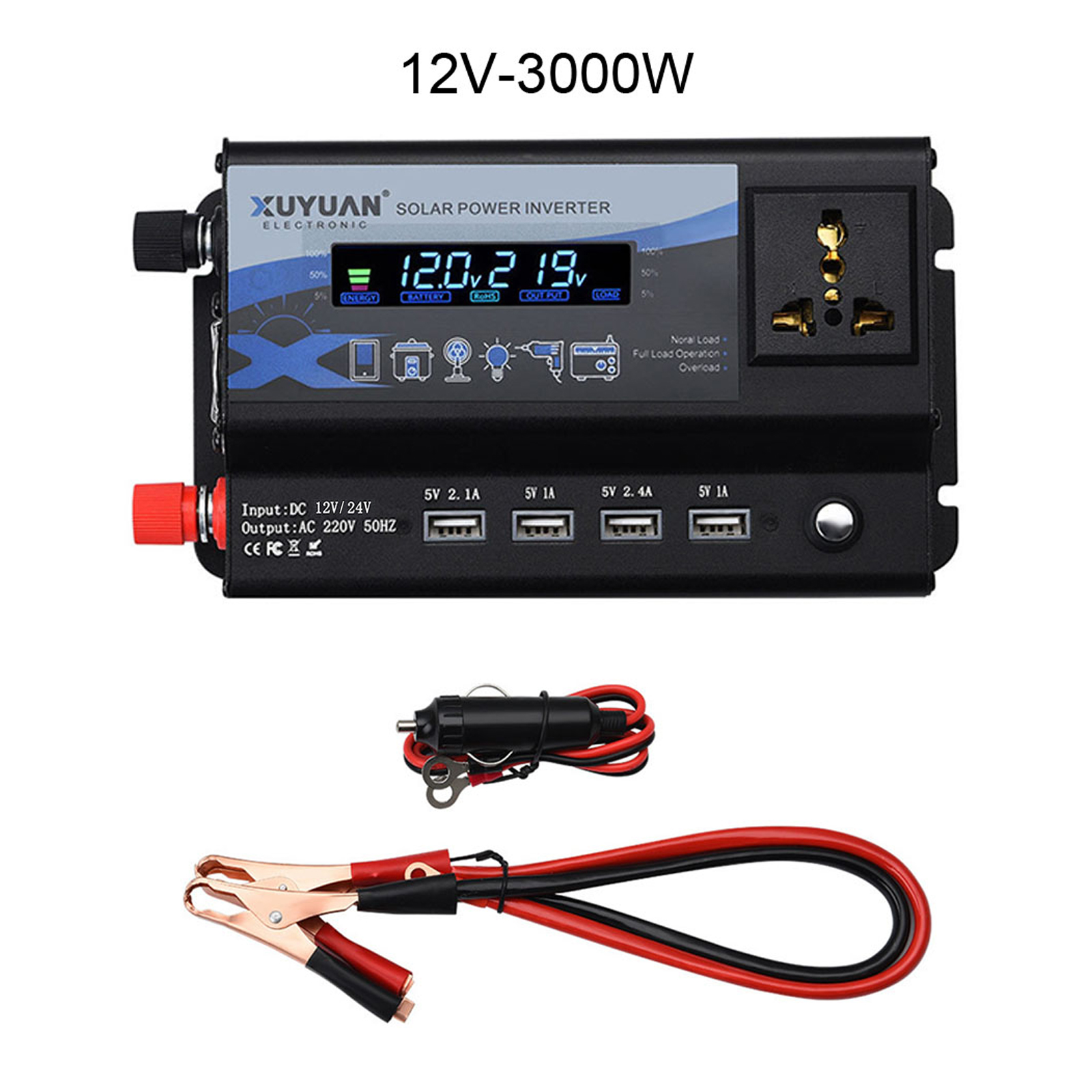 POPLIS Modified Sine Wave Inverter Power 12/24V Inverter LED Display ...