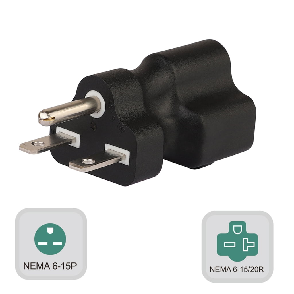 POPLIS Nema 6-15P to 6-15/20R AC Adapter 6-15P Male 3Pins to 6-15/20R ...