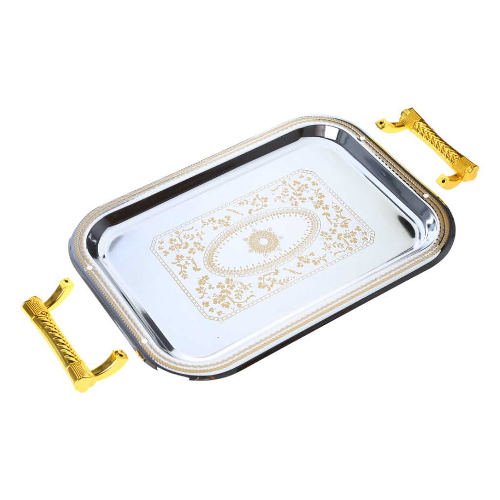 POPLIS Nordic Stainless Steel Serving Tray with Handles Elegant ...