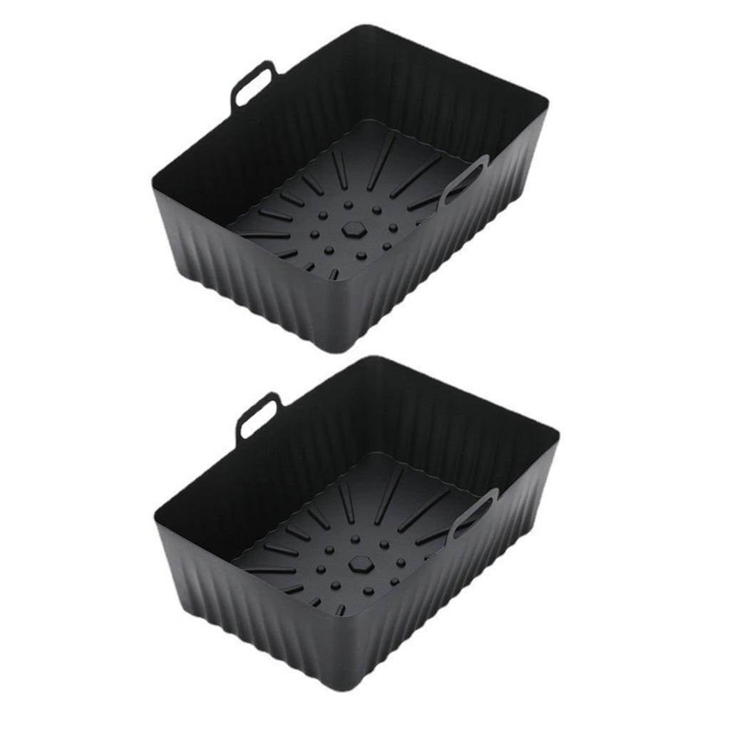 POPLIS Pack of 2 Hot Air Fryer Silicone Air Fryer Liner Rectangular Hot ...