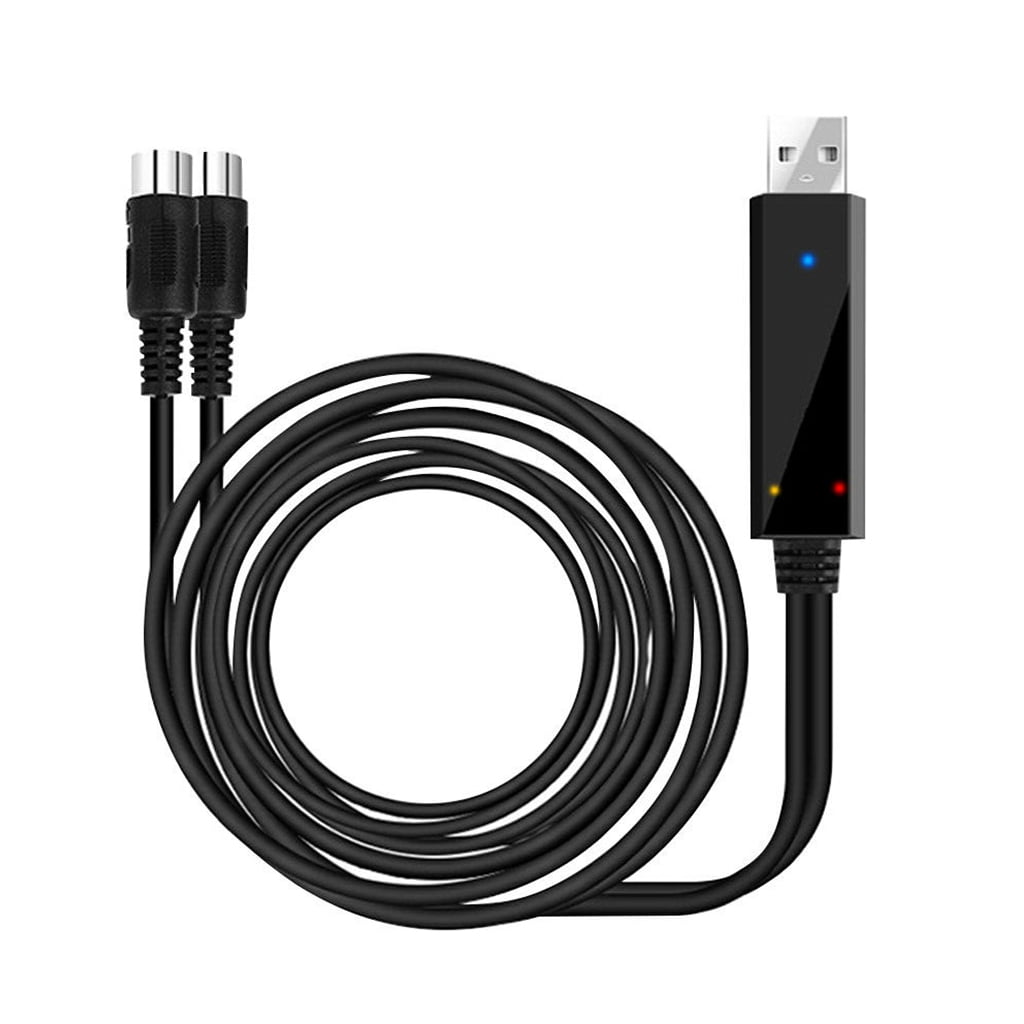 POPLIS USB MIDI Cable In-Out MIDI to USB LED Indicator USB to Midi For ...