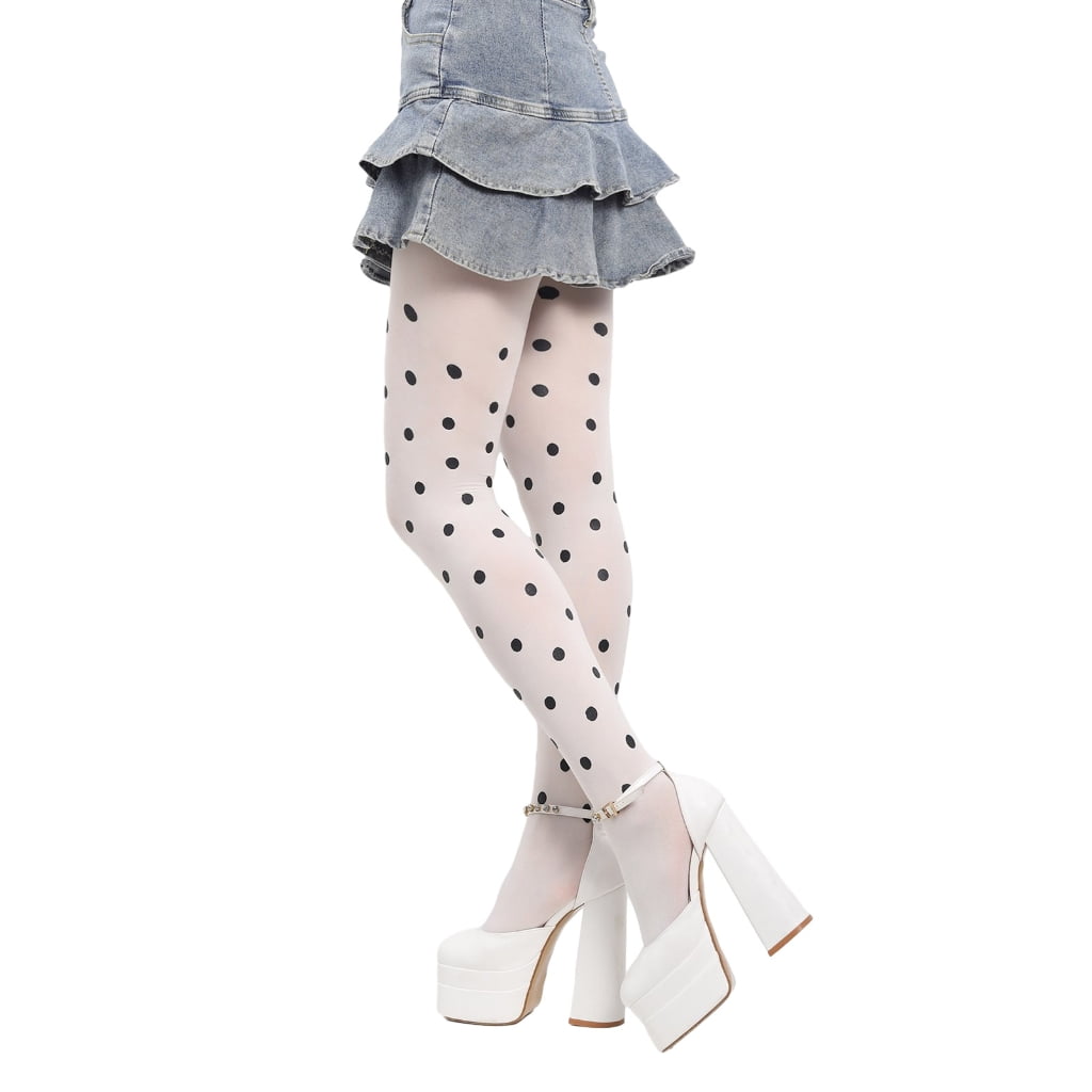 POPLIS Women Japanese Pantyhose Stockings Vintage Dot Patterned Footed ...