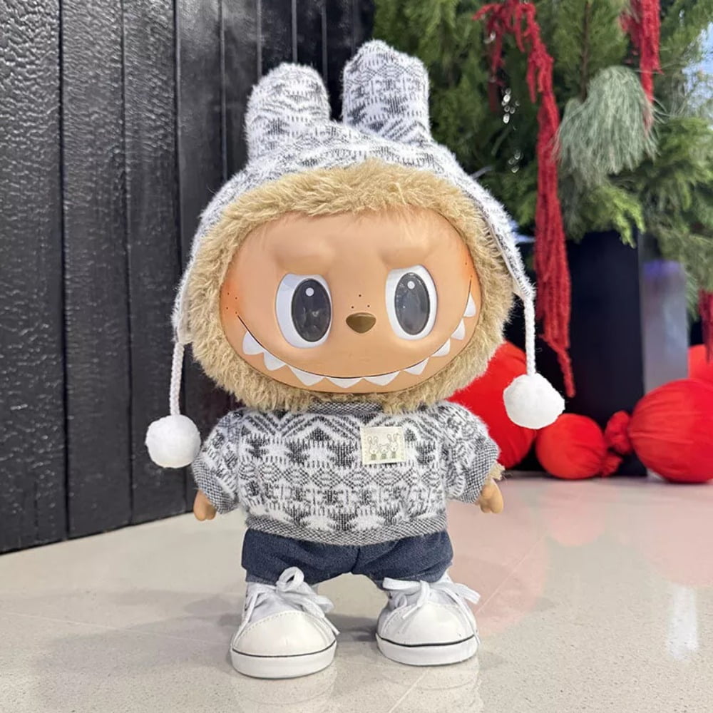 POPMART 38CM The Monsters Labubu Plush Doll Rabbit Ears Hat Clothes ...