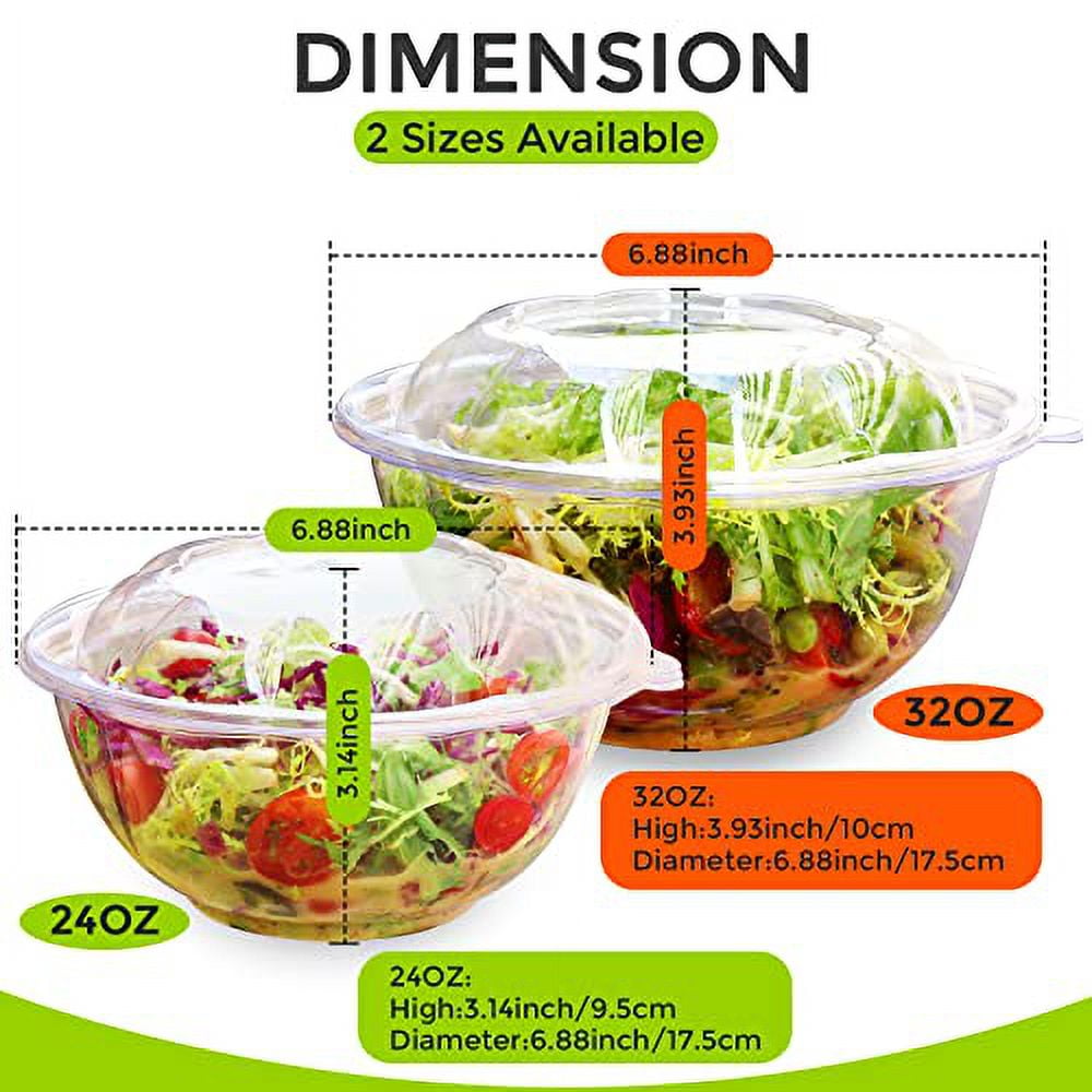 POPMISOLER 252 Pack Clear Plastic Salad Bowls with Lids Disposable,24OZ Reusable Salad Bowl with ...