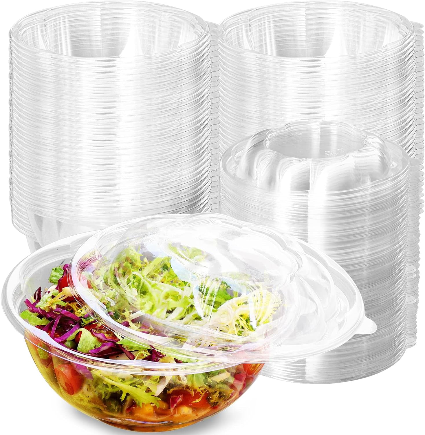 POPMISOLER 252 Pack Clear Plastic Salad Bowls With Lids, 32OZ Reusable ...