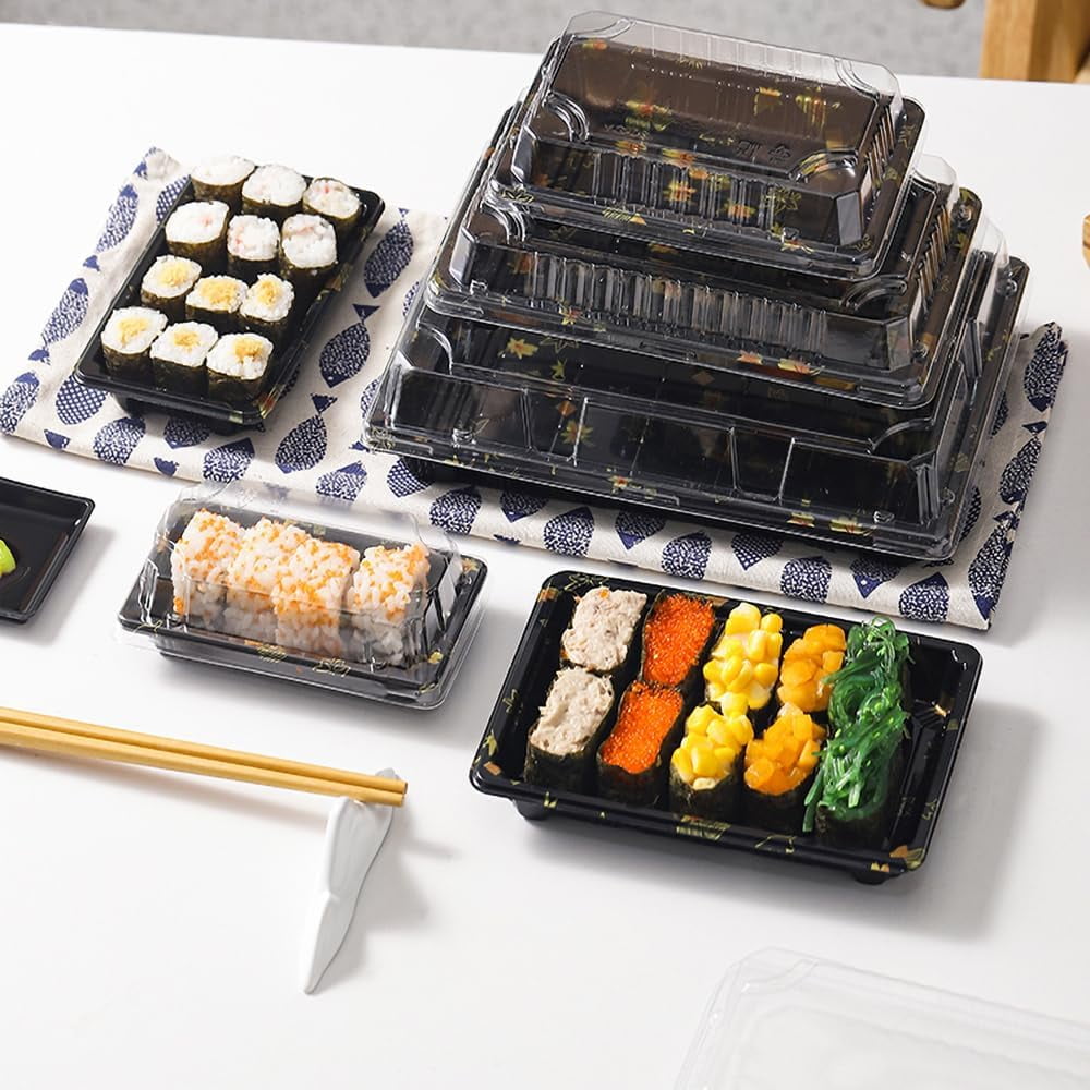 Convenient Disposable Sushi Boxes with Clear Lids, Sturdy BPA-Free ...