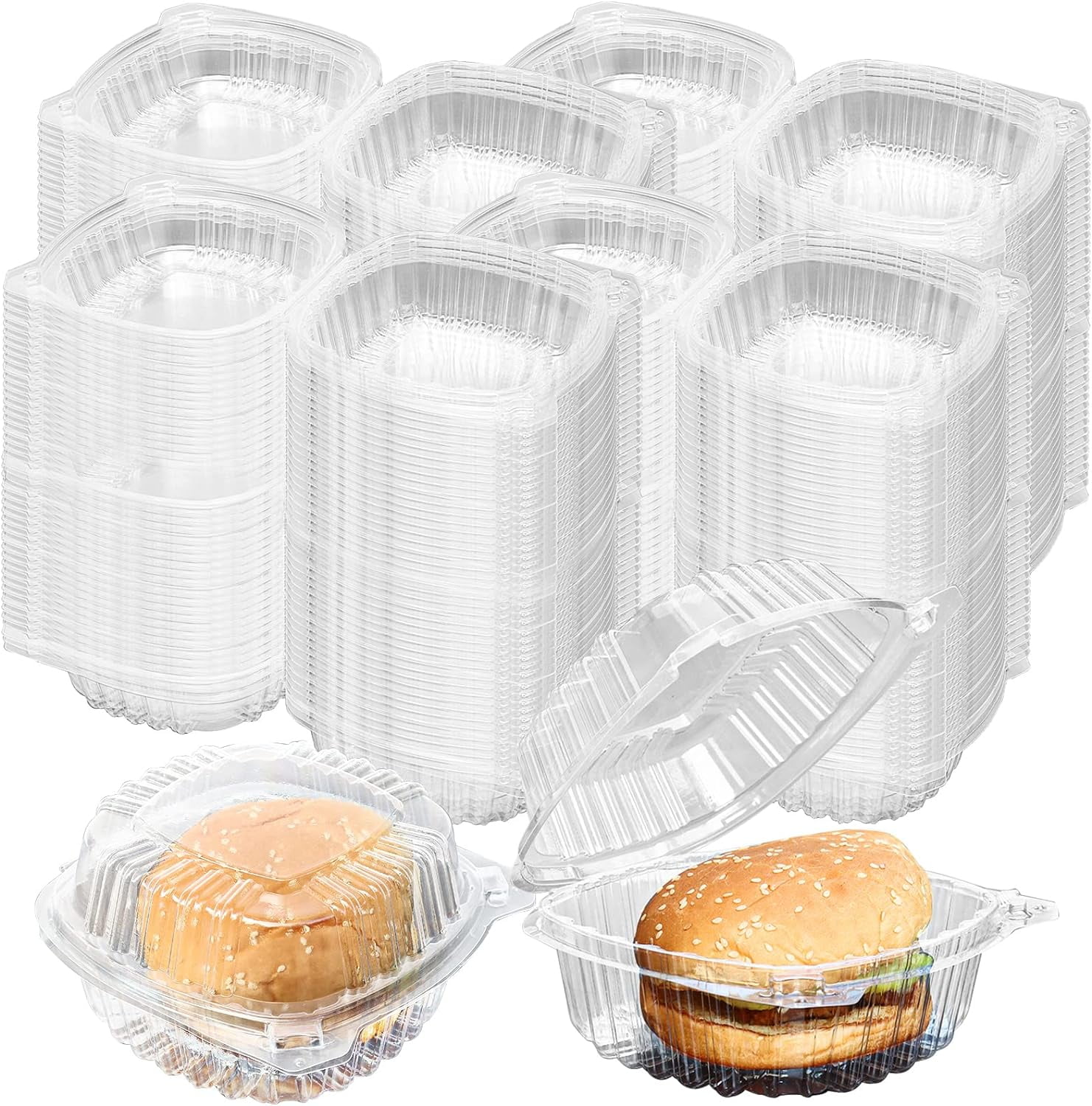 POPMISOLER 500pcs Clear Hinged Plastic Containers,Clamshell Take Out ...