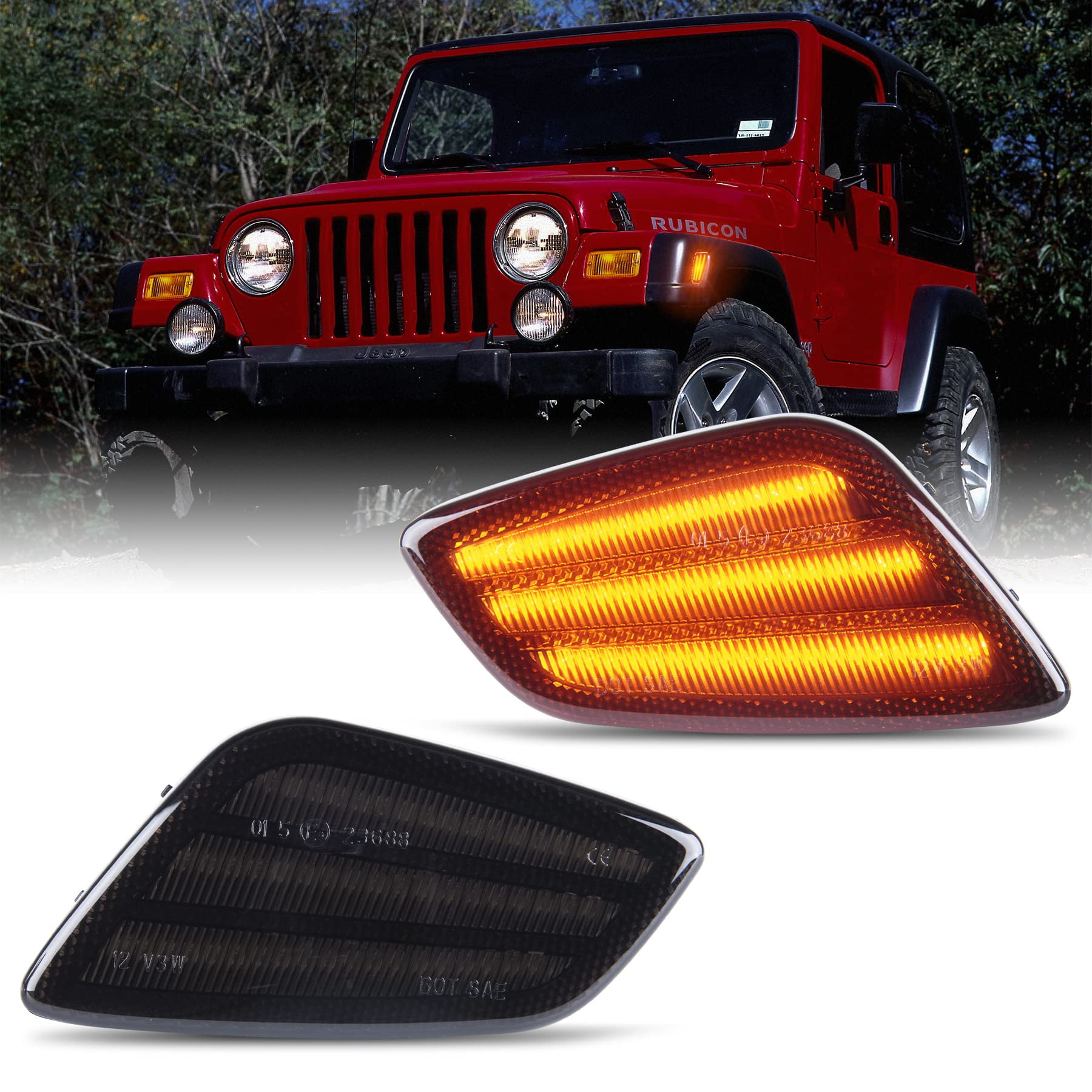 POPMOTORZ Front Fender Side DHF10 Marker Lights, Led Amber Turn Marker Signal Lamps Compatible ...
