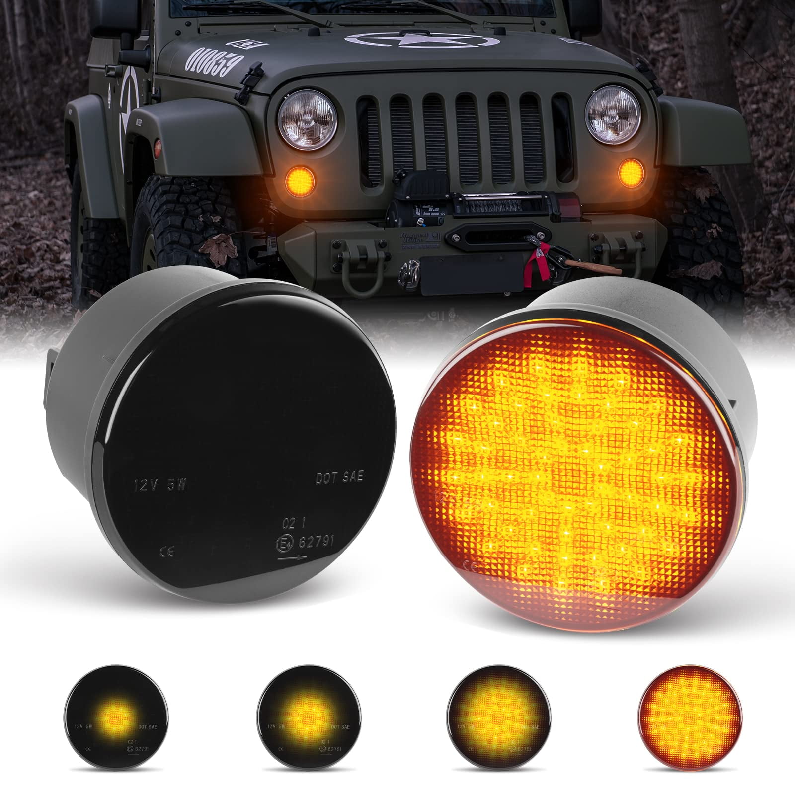 POPMOTORZ JK LED Sequential Dynamic Turn Signal Light LED Indicator Blinkers Compatible with ...