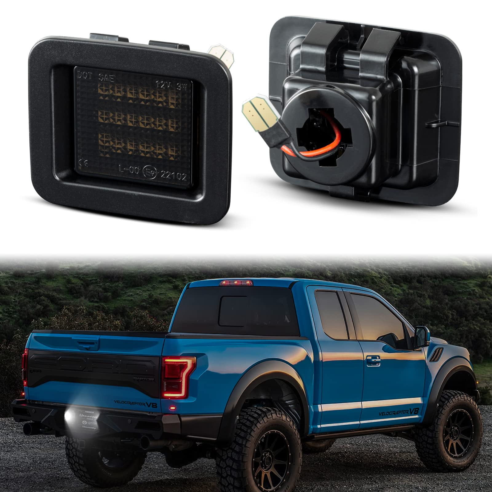 POPMOTORZ LED License Plate IFF17 Lights Assembly Tag Lamp Smoked Lens ...