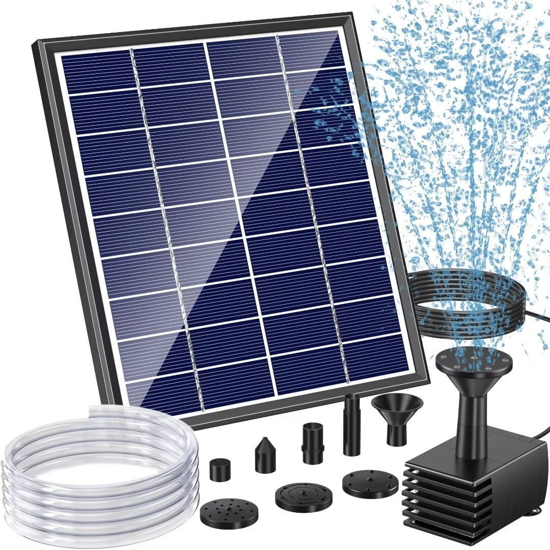 POPOSOAP Solar Bird Bath Fountain Pump, 6W Outdoor Solar Water Fountain ...
