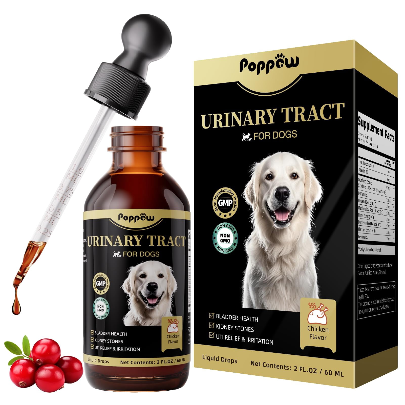 POPPAW Dog UTI Treatment TGF4 & Urinary Tract Support - Herbal Drops ...