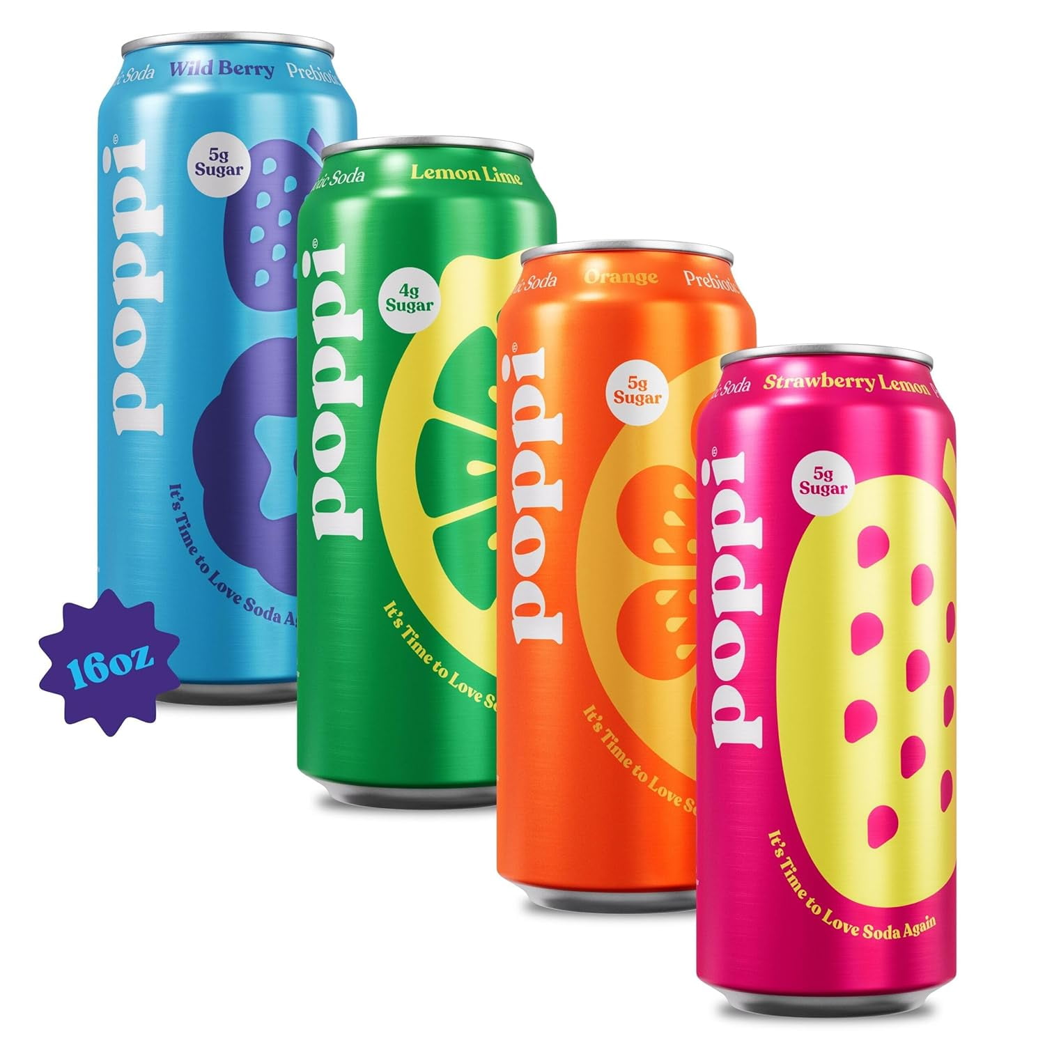 Poppi 16oz Sparkling Prebiotic Soda Beverages Wapple Cider Vinegar Seltzer Water And Fruit