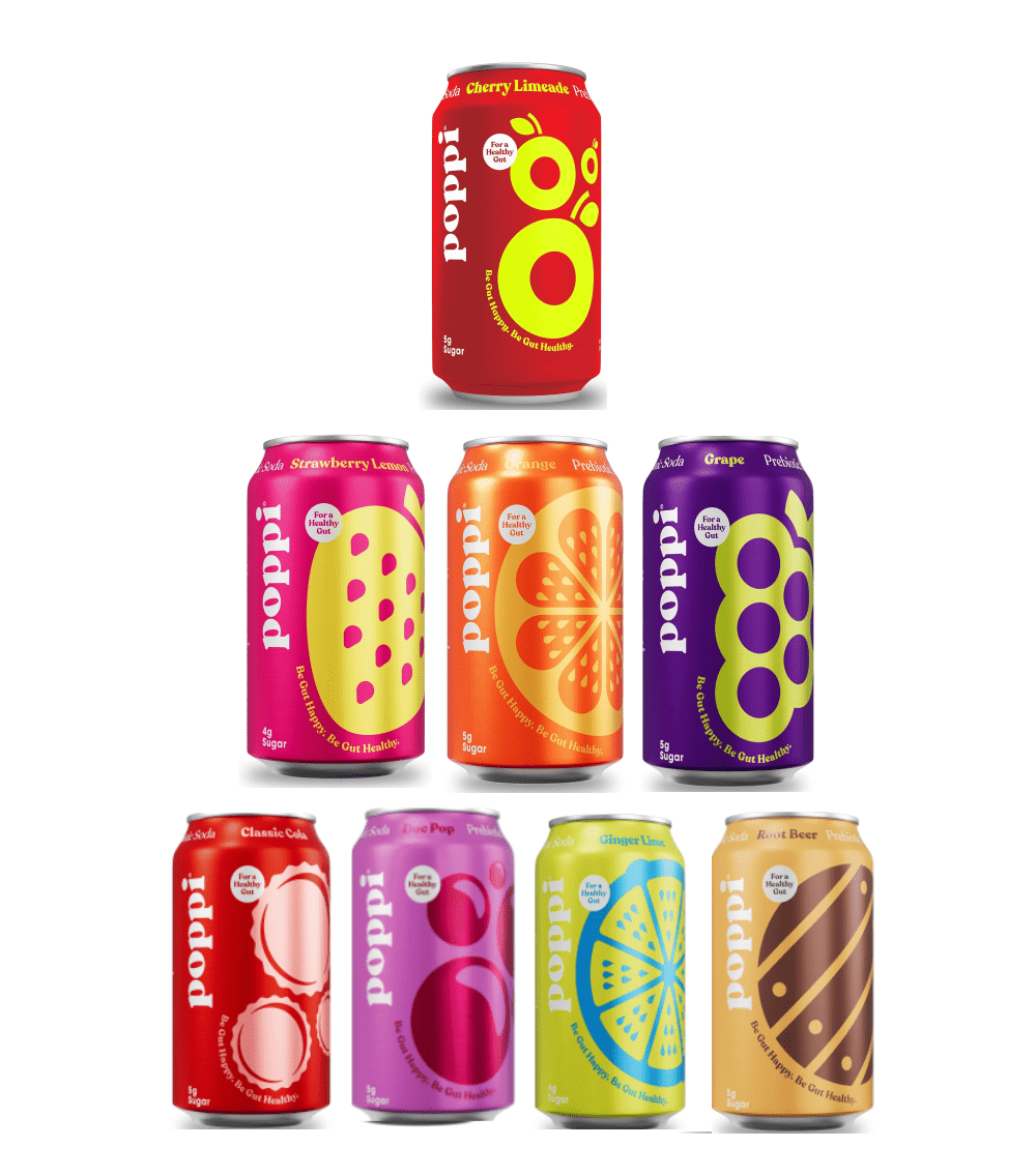 POPPI Fizzy Soft Drink, Sparkling Prebiotic Soda, Low Calorie & Sugar ...
