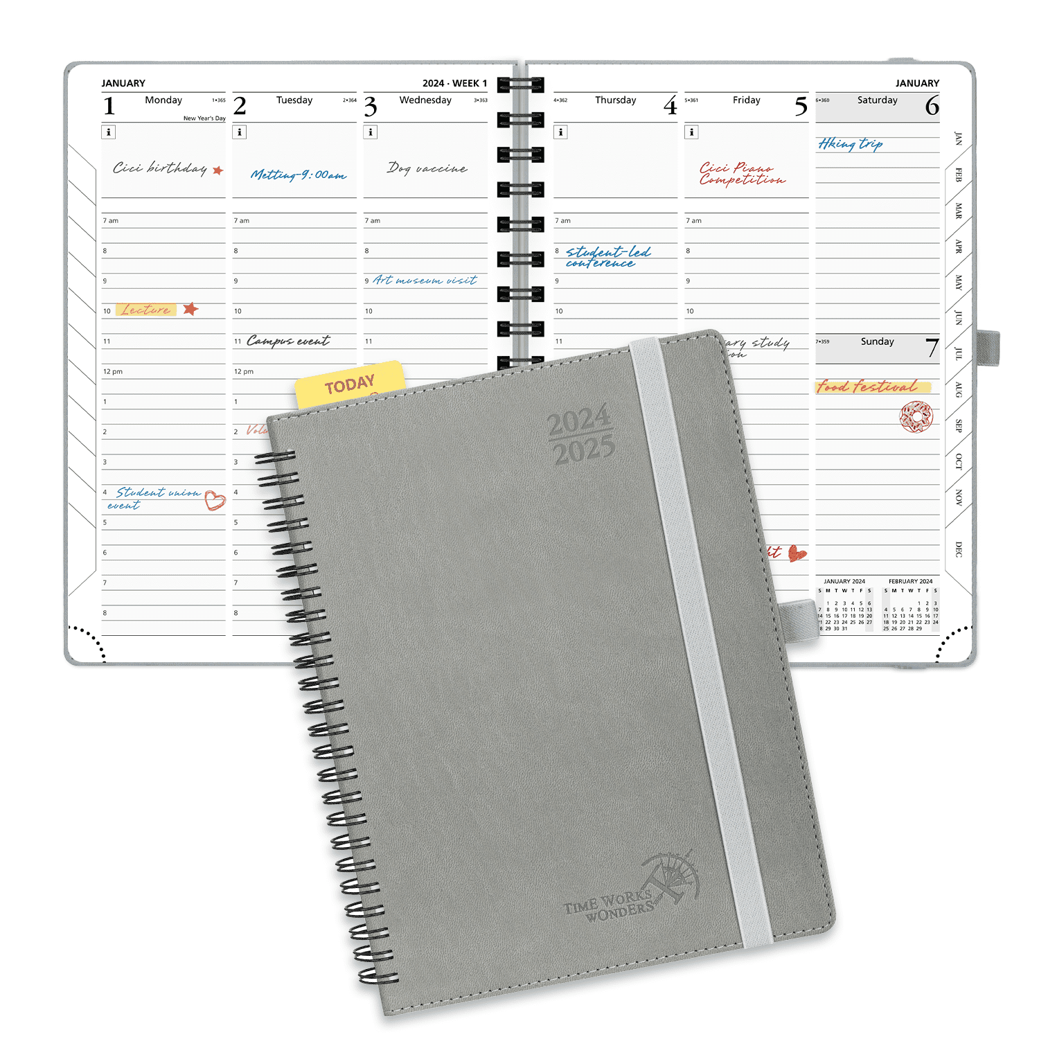 POPRUN 2024 Weekly Planner Spiral Bound - Hourly Schedule & Vertical ...