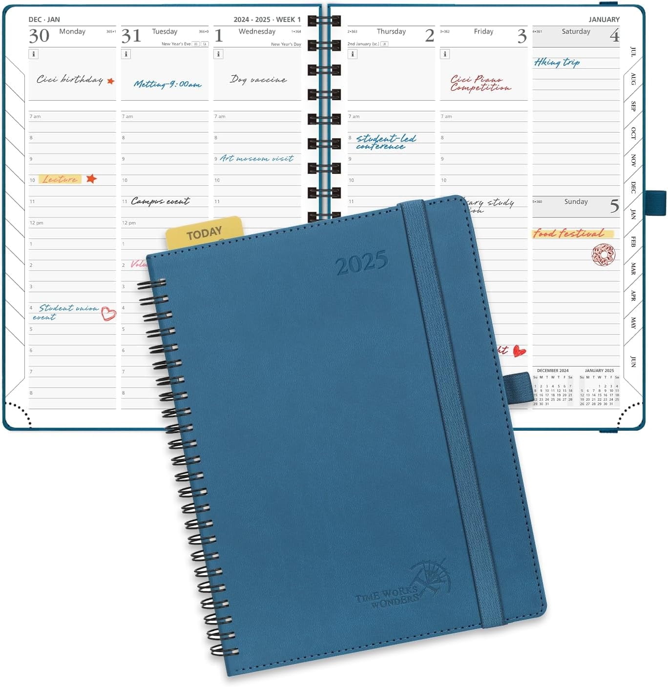 POPRUN 2025 Planner 6.5" x 8.5" with Hourly Schedule & Vertical Weekly ...