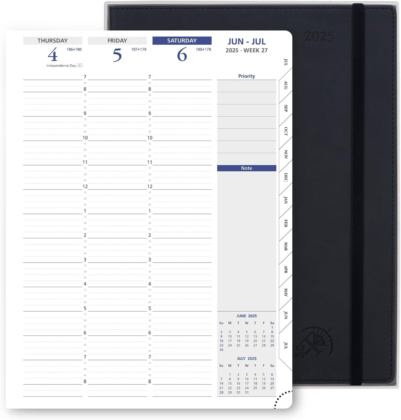 POPRUN 2025 Weekly Planner, 8.5" x 11", PU Leather Soft Cover with Dual ...