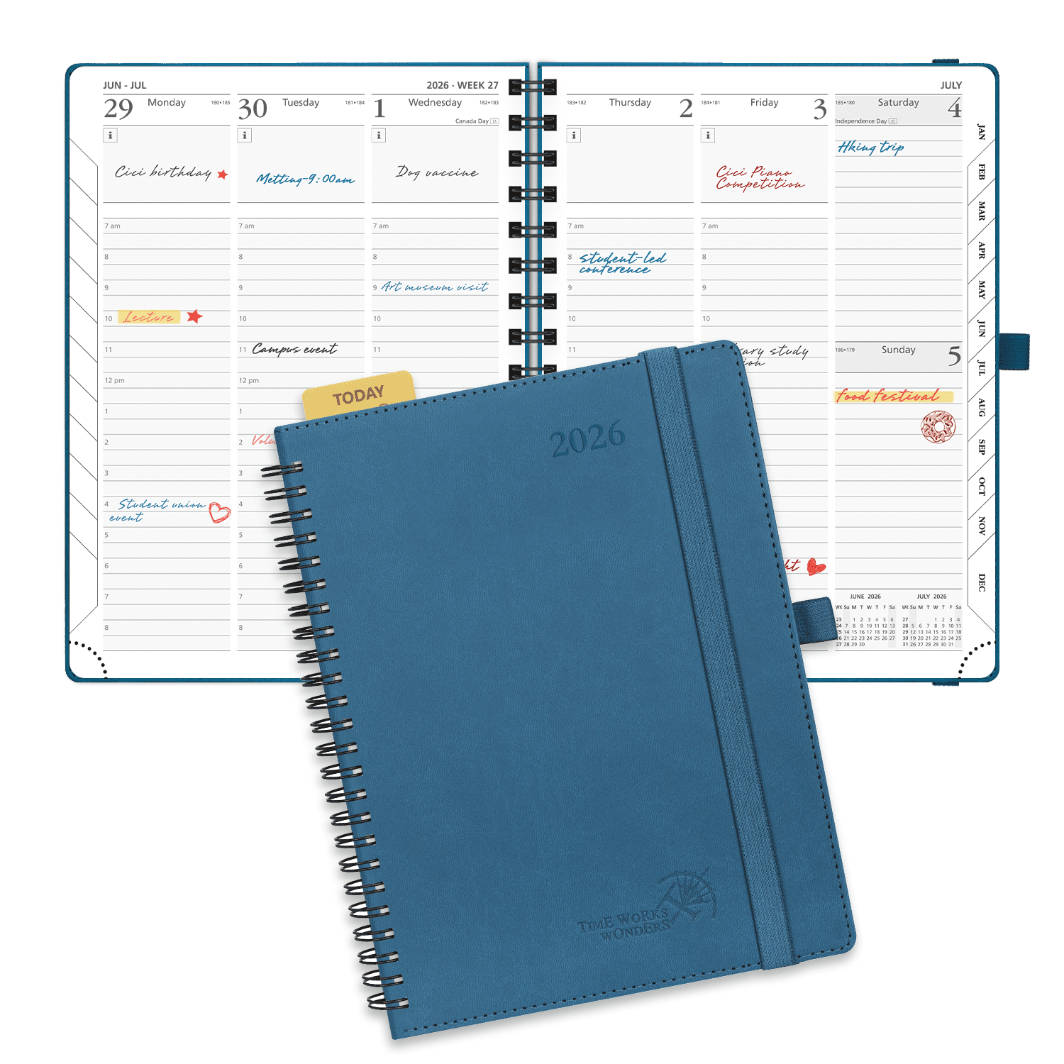 POPRUN 2026 Planner, Medium - 6.5" x 8.5" with Hourly Schedule ...