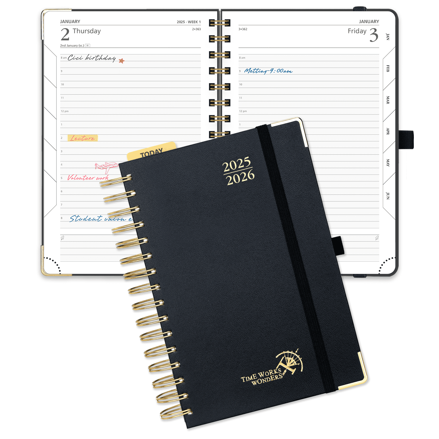 POPRUN Academic Daily Planner 2025-2026, A5 Size 5.75" x 8.5", Spiral ...