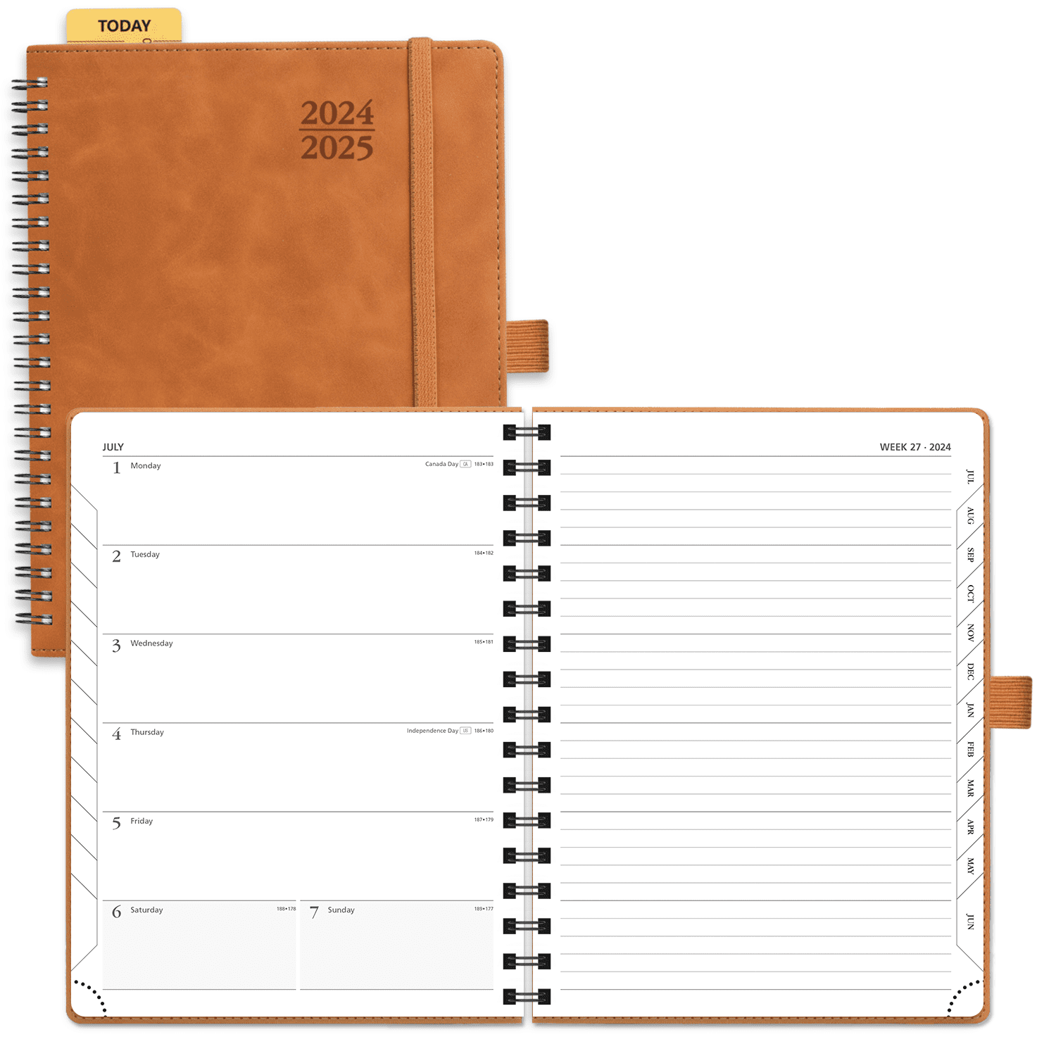 POPRUN Academic Planner 2024-2025 Weekly & Notebook Spiral Bound 6.5" x ...
