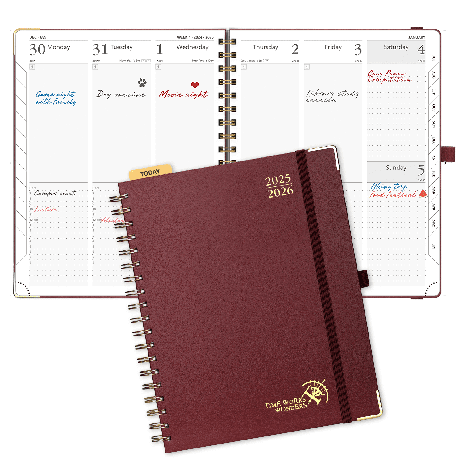 POPRUN Academic Planner 2025-2026, B5-8" x 10", Spiralbound Hard Cover ...