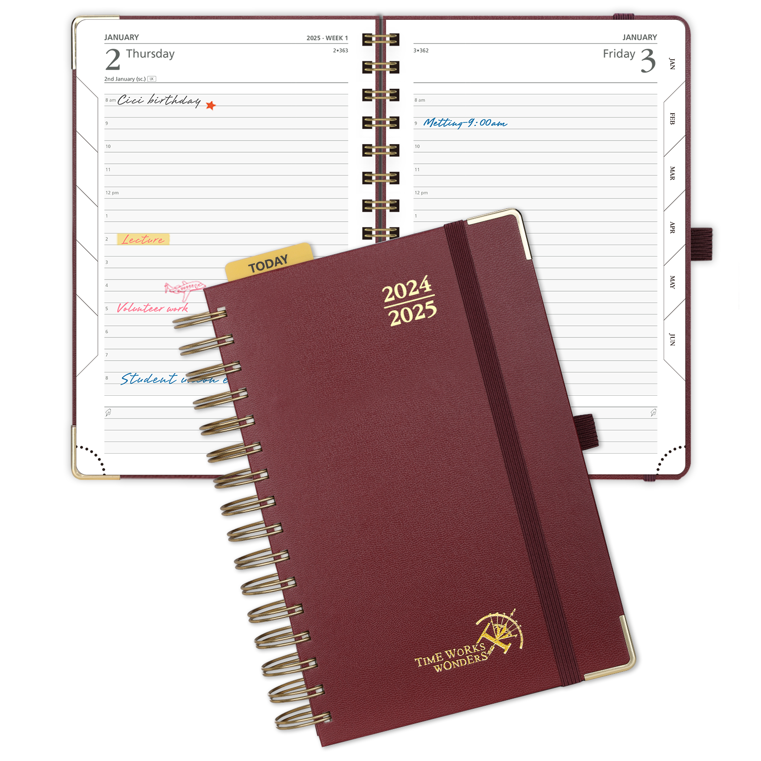POPRUN Daily Planner 2024-2025 One Page A Day - [Spiral Hardcover ...