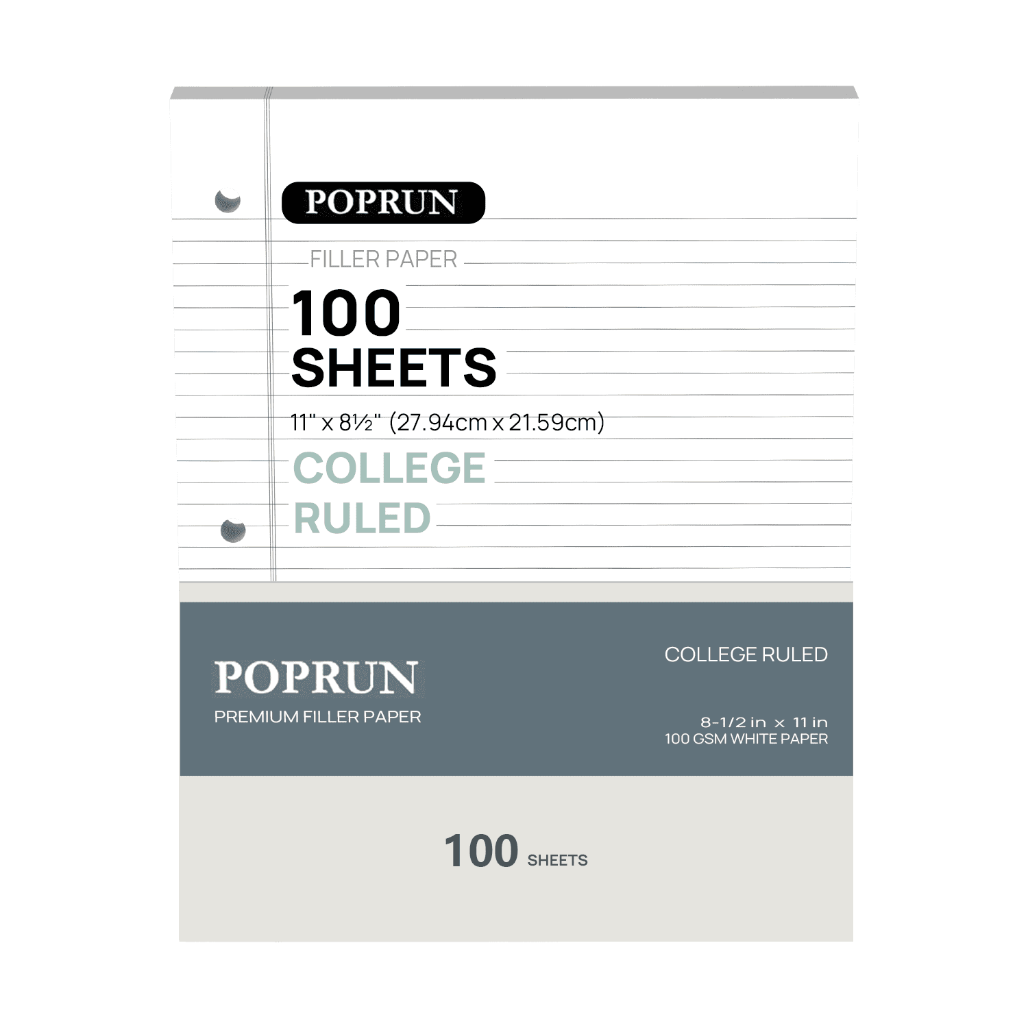 POPRUN Loose Leaf Paper, 8.5