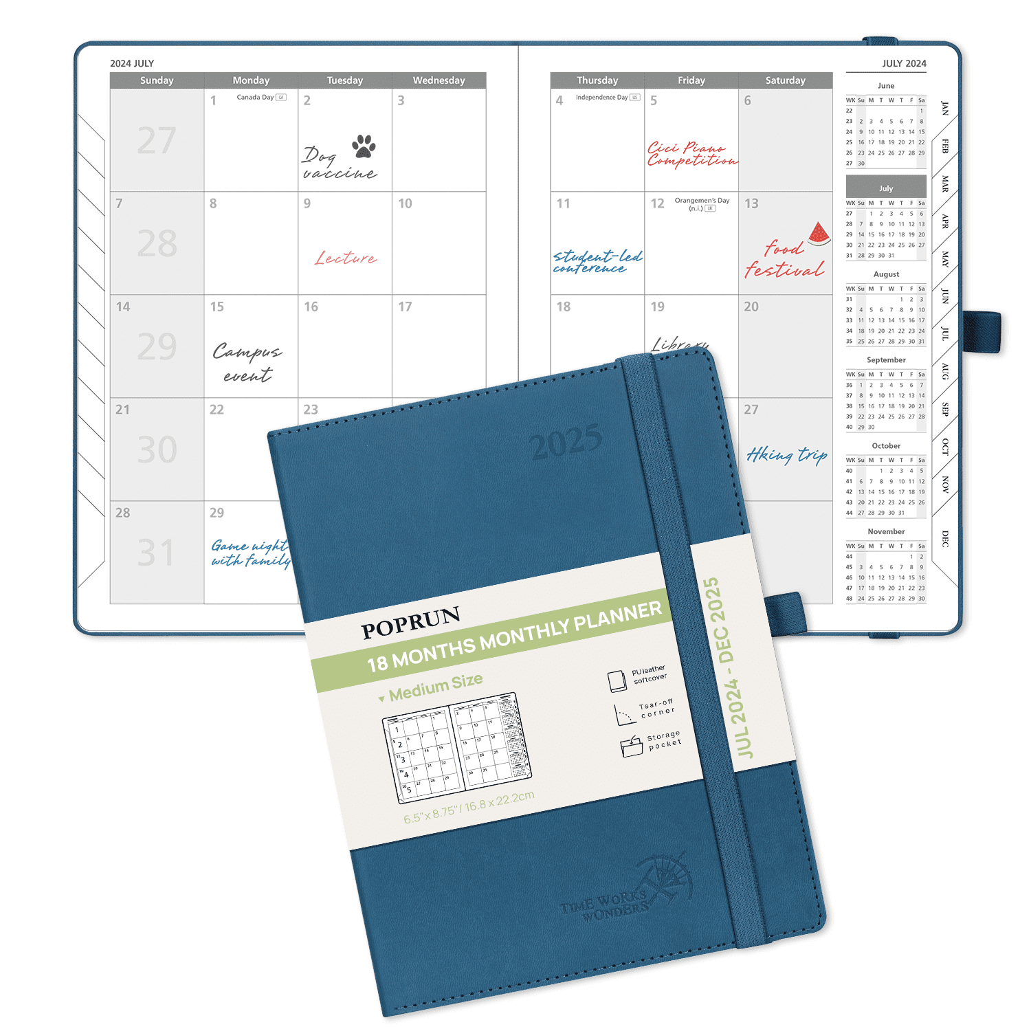 POPRUN Monthly Planner 2024-2025, 18-Month Planners & Appointment Book ...