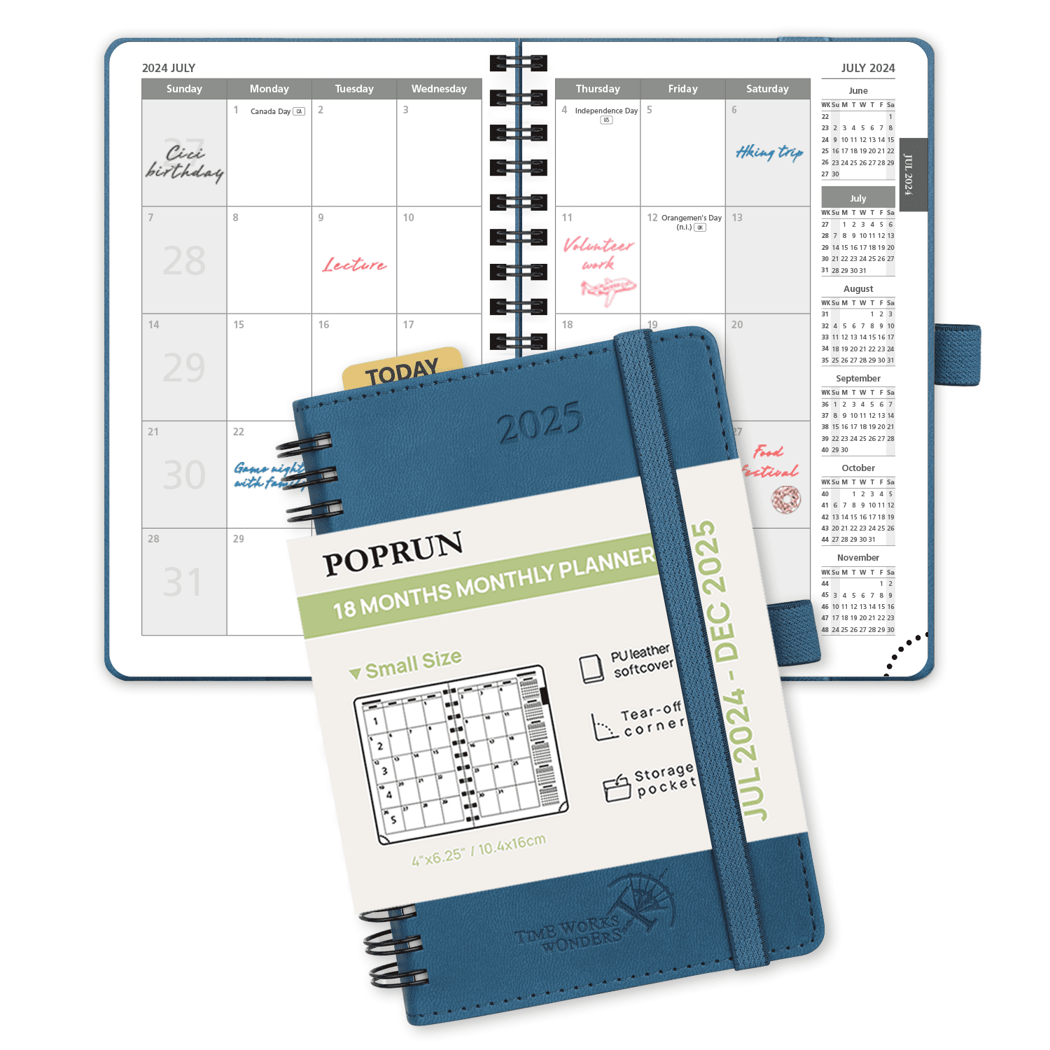 POPRUN Monthly Planner 2024-2025 Pocket Size (4'' x 6.25'') 18 Months ...