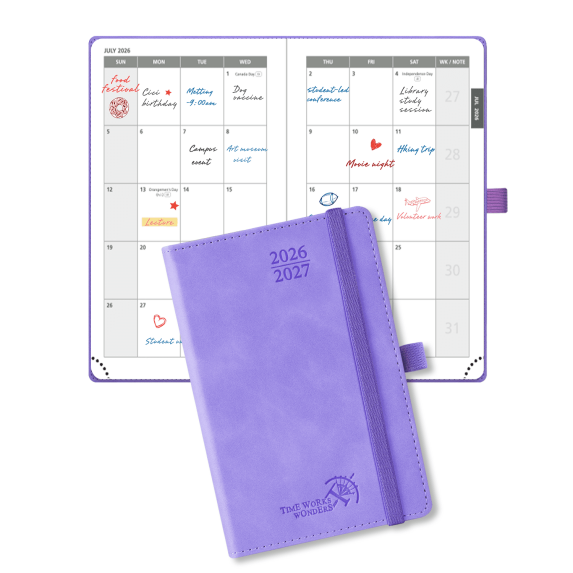 POPRUN Monthly Planner 2026-2027, Pocket Size-4" x 6.25" Hard Cover, 2 ...