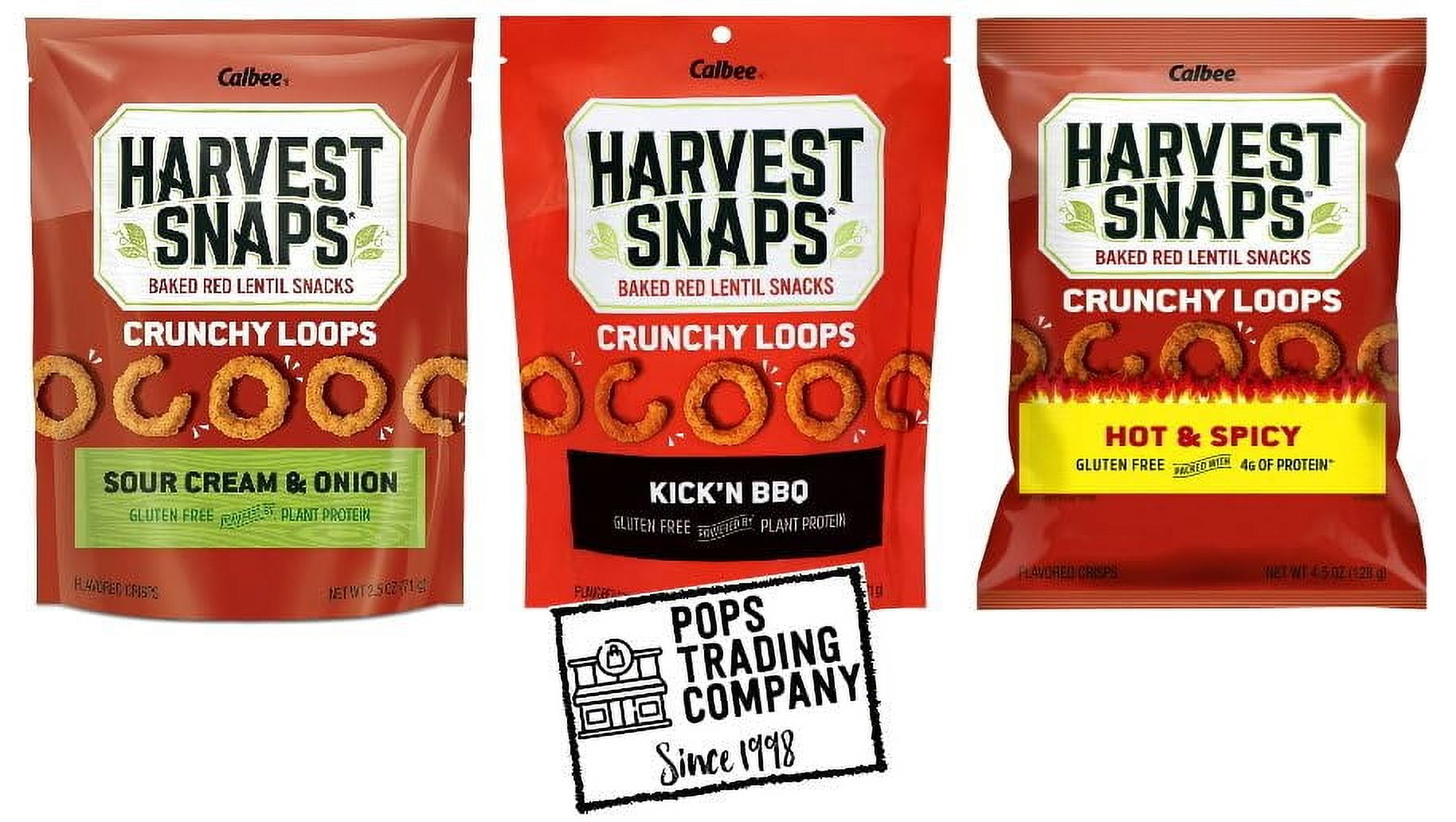 Harvest Snaps Baked Red Lentil Snack 3 Flavor Variety Pack Sampler 3 ...