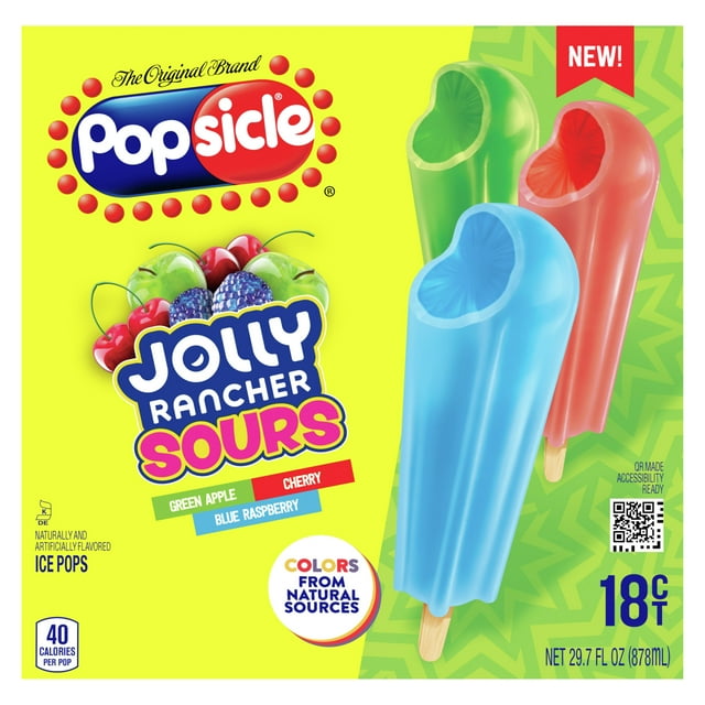 Popsicle Jolly Rancher Sours Colors from Natural Sources Popsicle Ice Pops, 18 Count - Walmart.com
