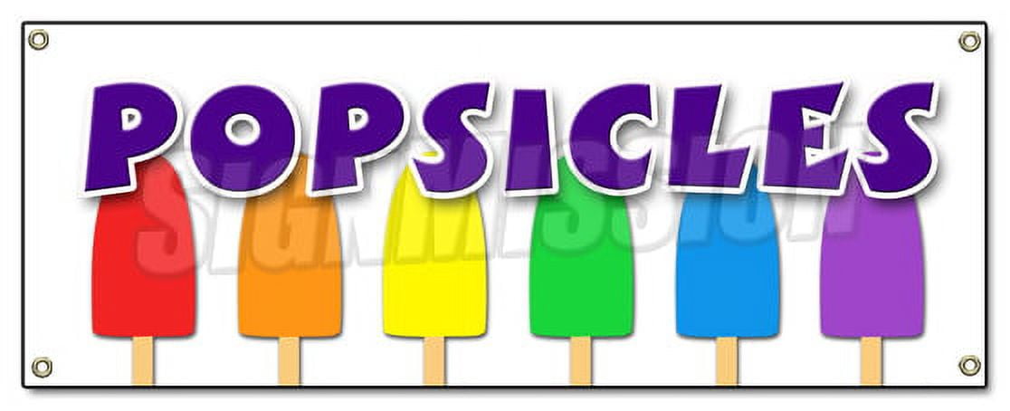 POPSICLES BANNER SIGN sweets frozen fruit dessert ice pop stick freeze ...