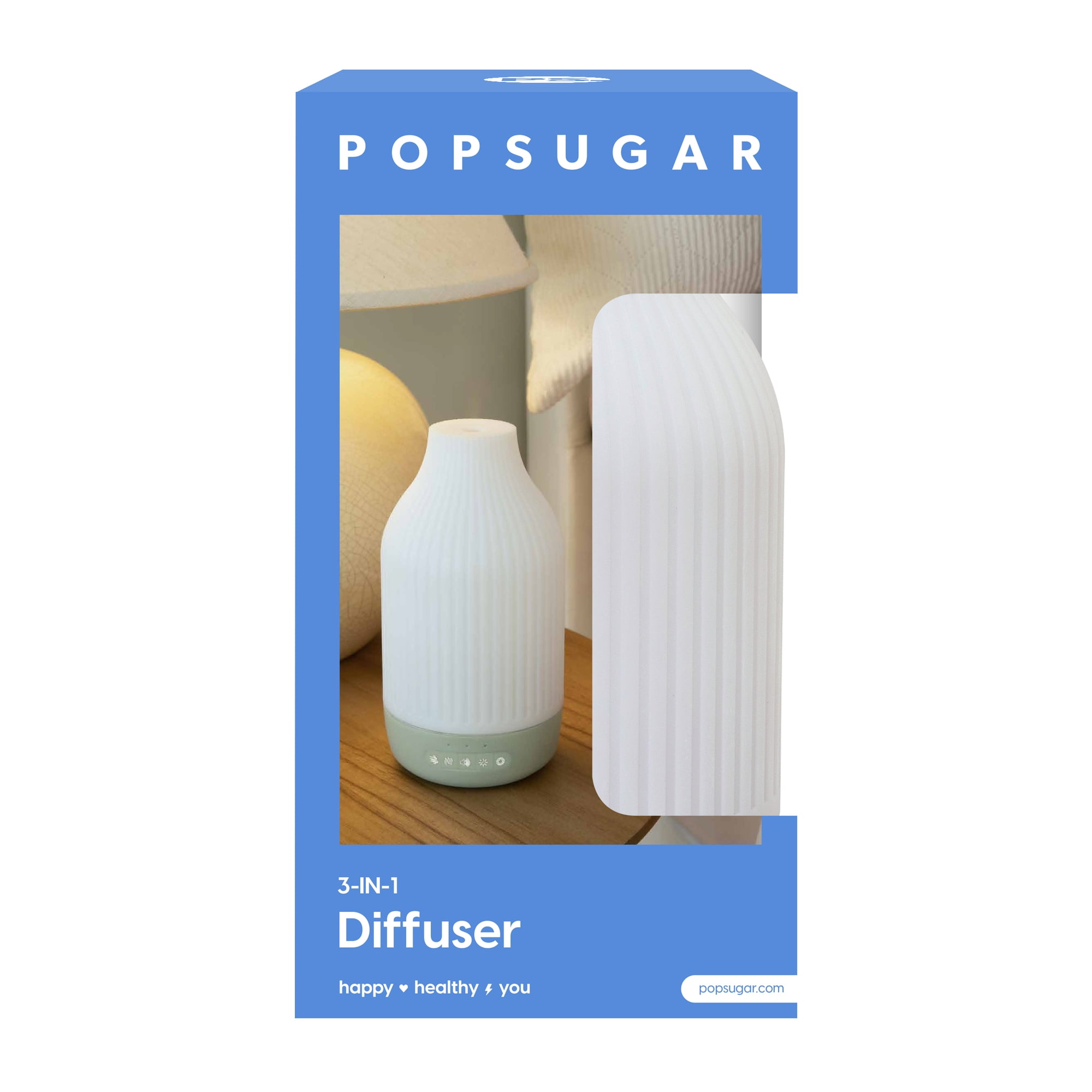 POPSUGAR 3-in-1 Oil Diffuser, Adjustable Misting, Natural Sounds ...